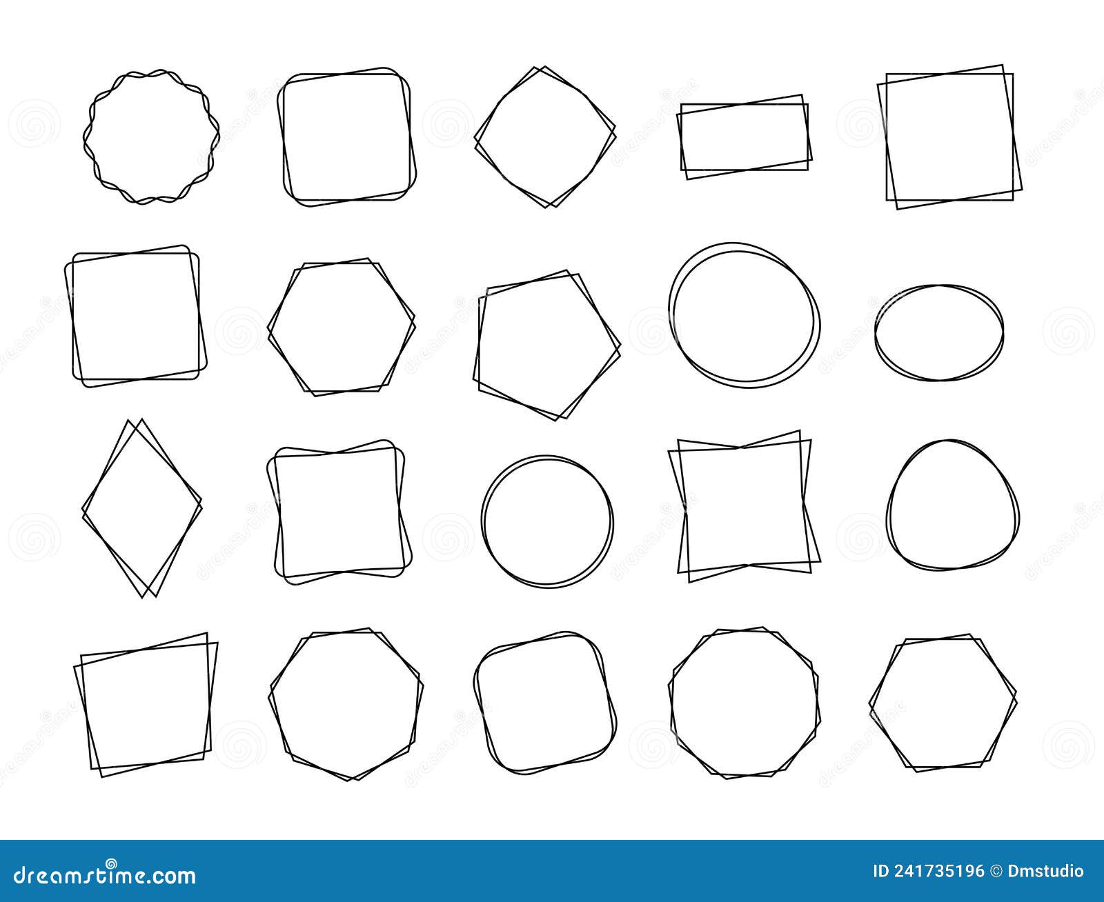 Vector Set of Double Line Frames Stock Vector - Illustration of ...