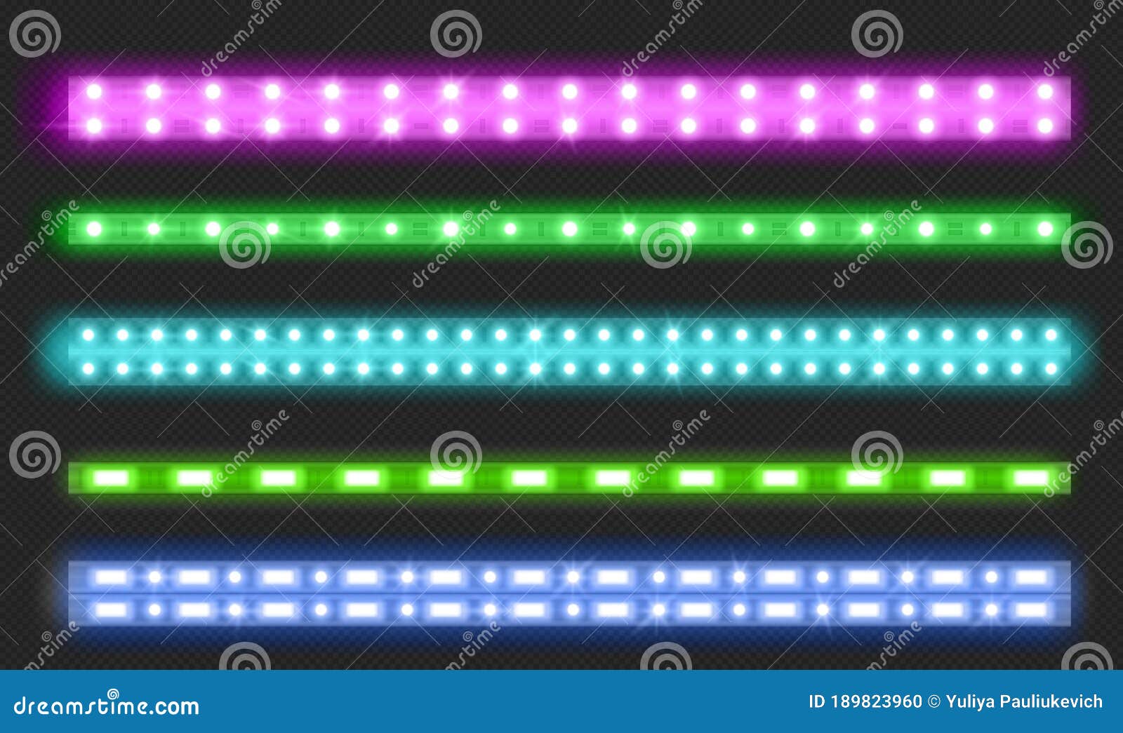 Vector Set of Double Row Led Strips Stock Vector - Illustration of ...