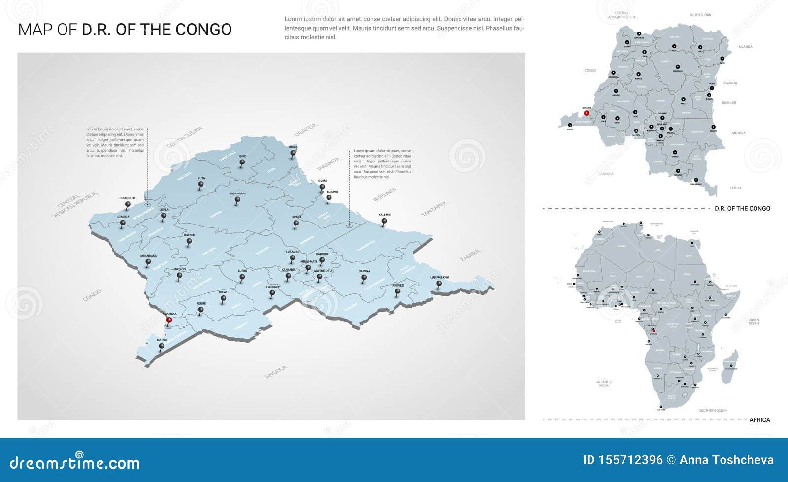 Vector Set of DR of the Congo Country. Stock Vector - Illustration of ...