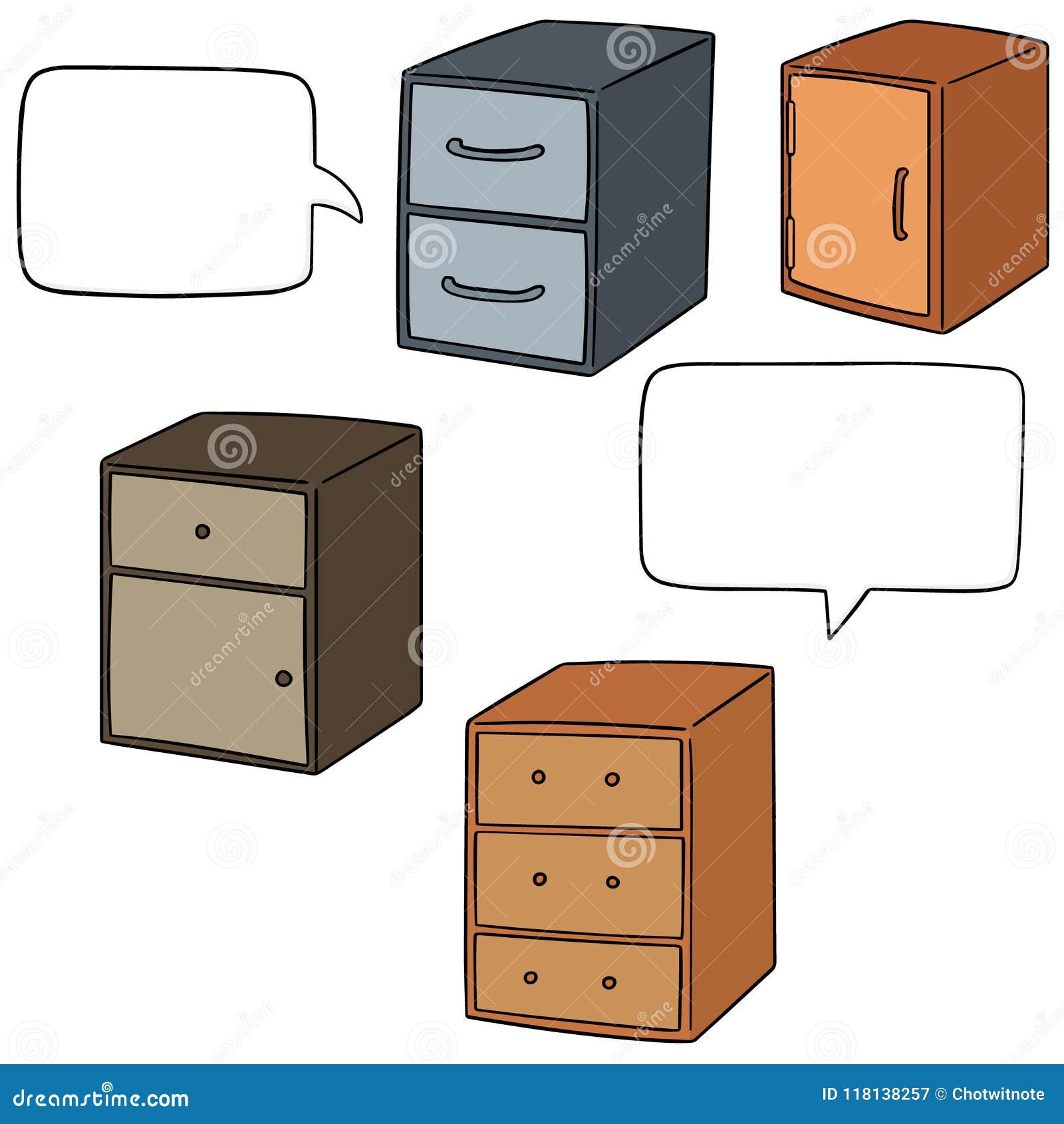 Vector set of drawer stock vector. Illustration of doodle - 118138257