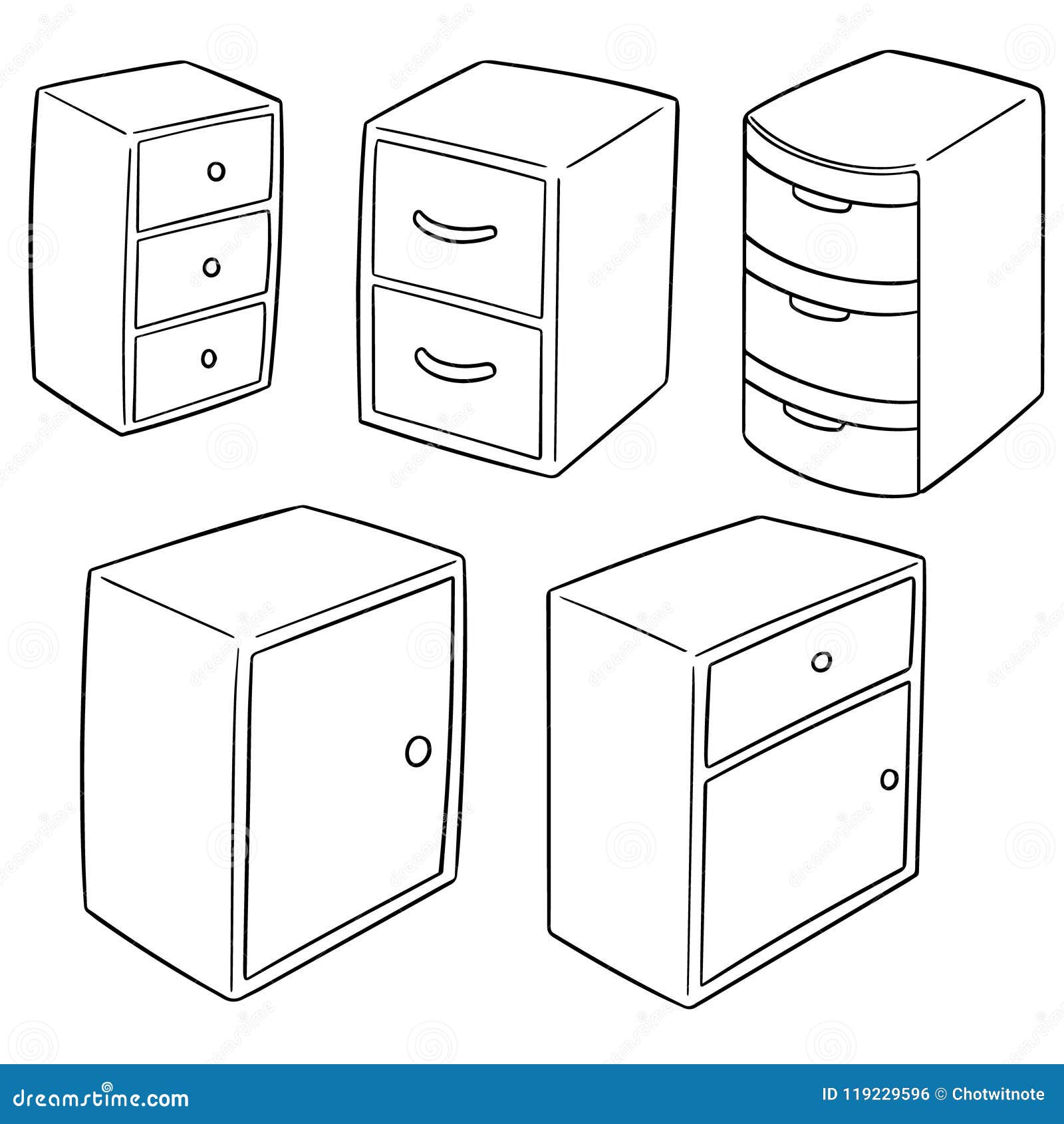 Vector set of drawer stock vector. Illustration of furniture - 119229596