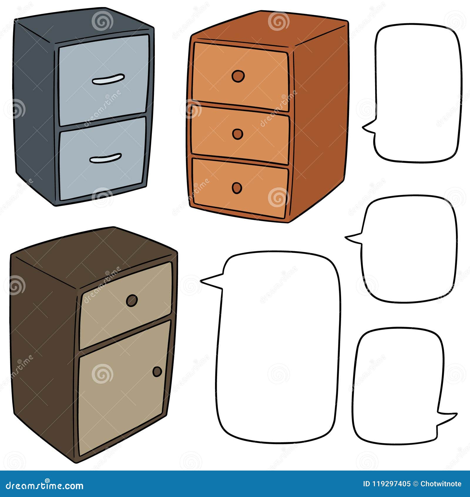 Vector set of drawer stock vector. Illustration of case - 119297405