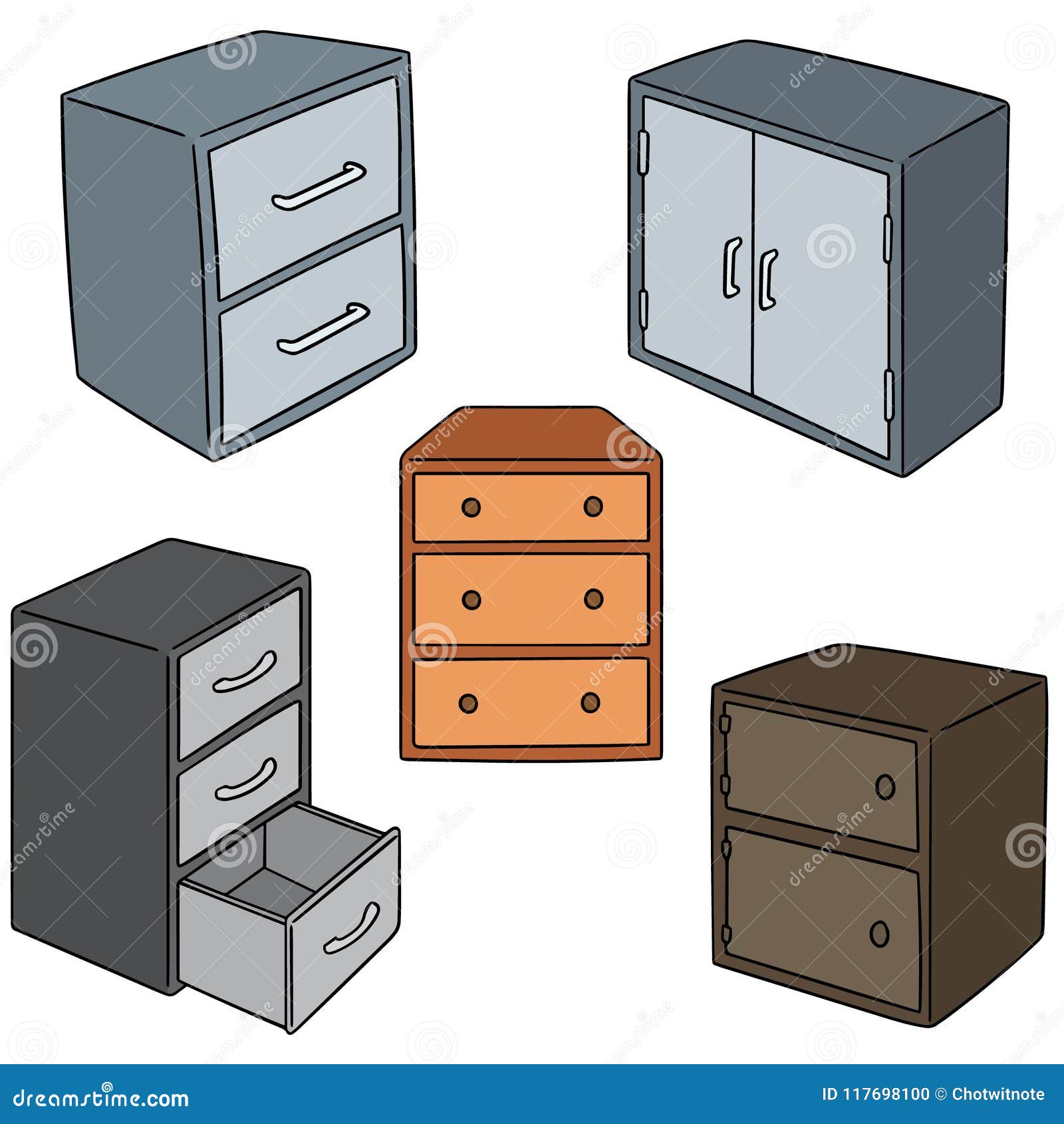 Vector set of drawer stock vector. Illustration of doodle - 117698100