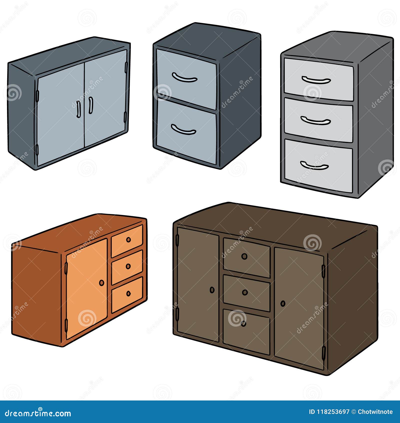 Vector set of drawer stock vector. Illustration of furniture - 118253697