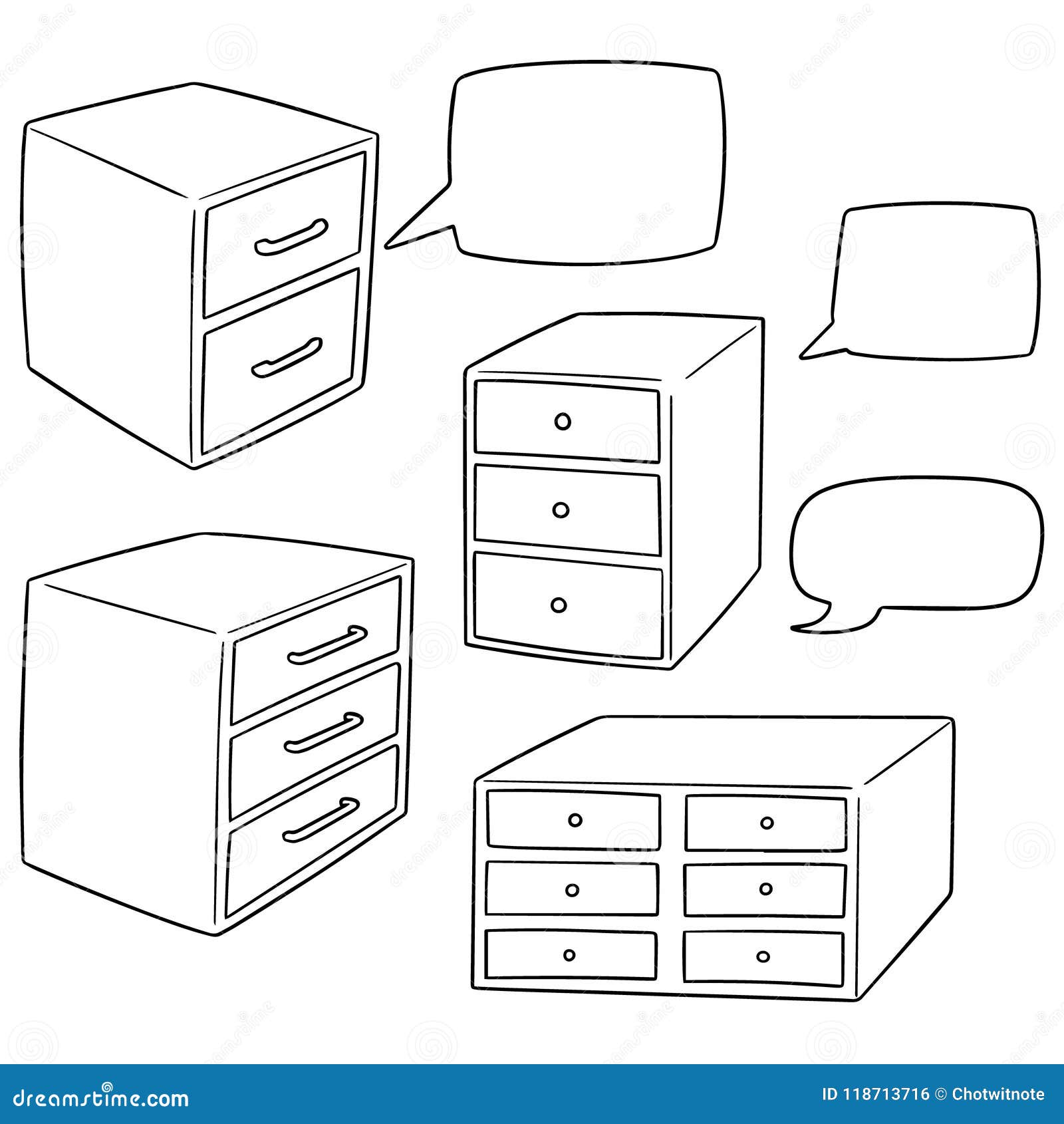 Vector set of drawer stock vector. Illustration of furniture - 118713716