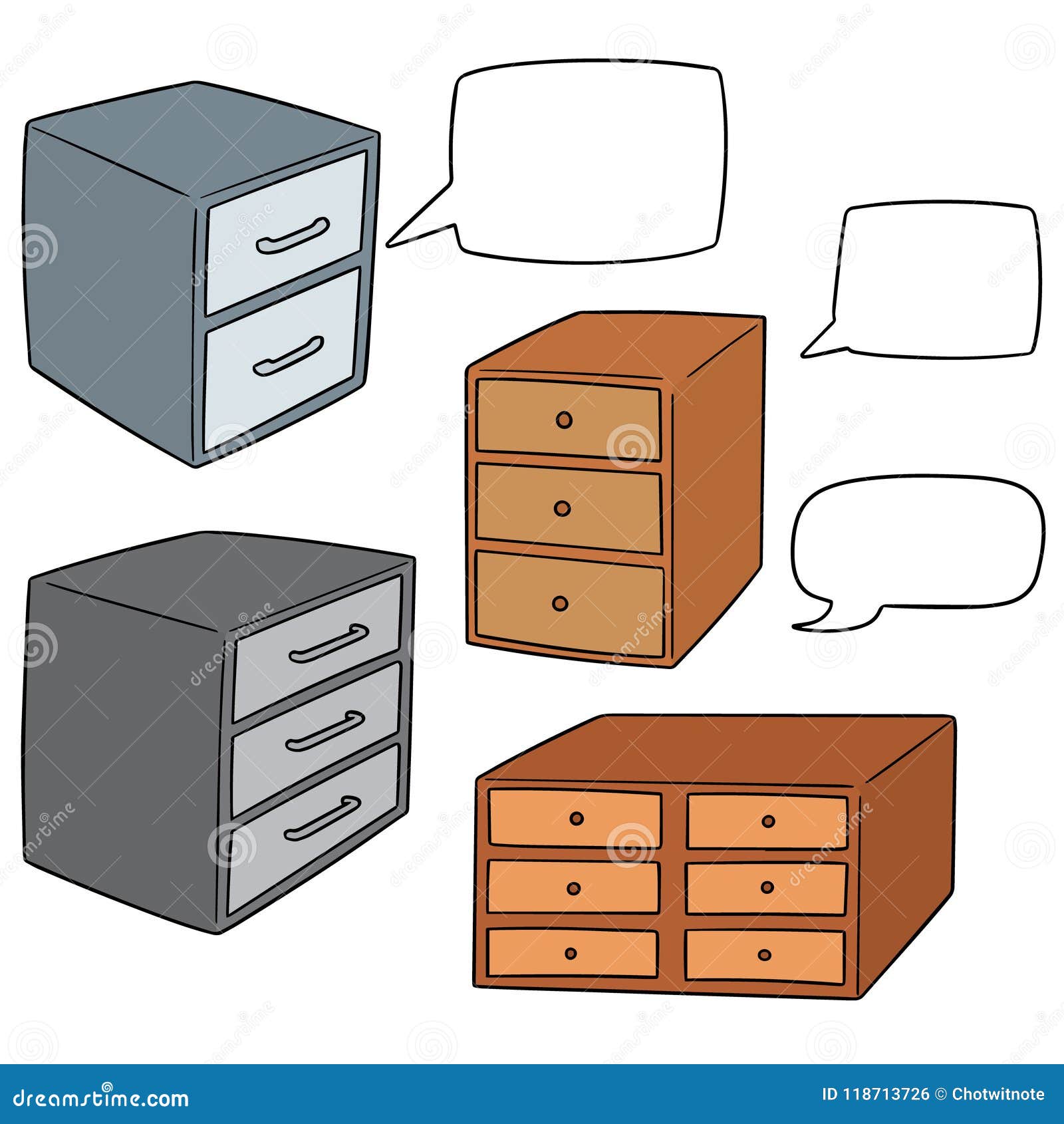 Vector set of drawer stock vector. Illustration of interior - 118713726