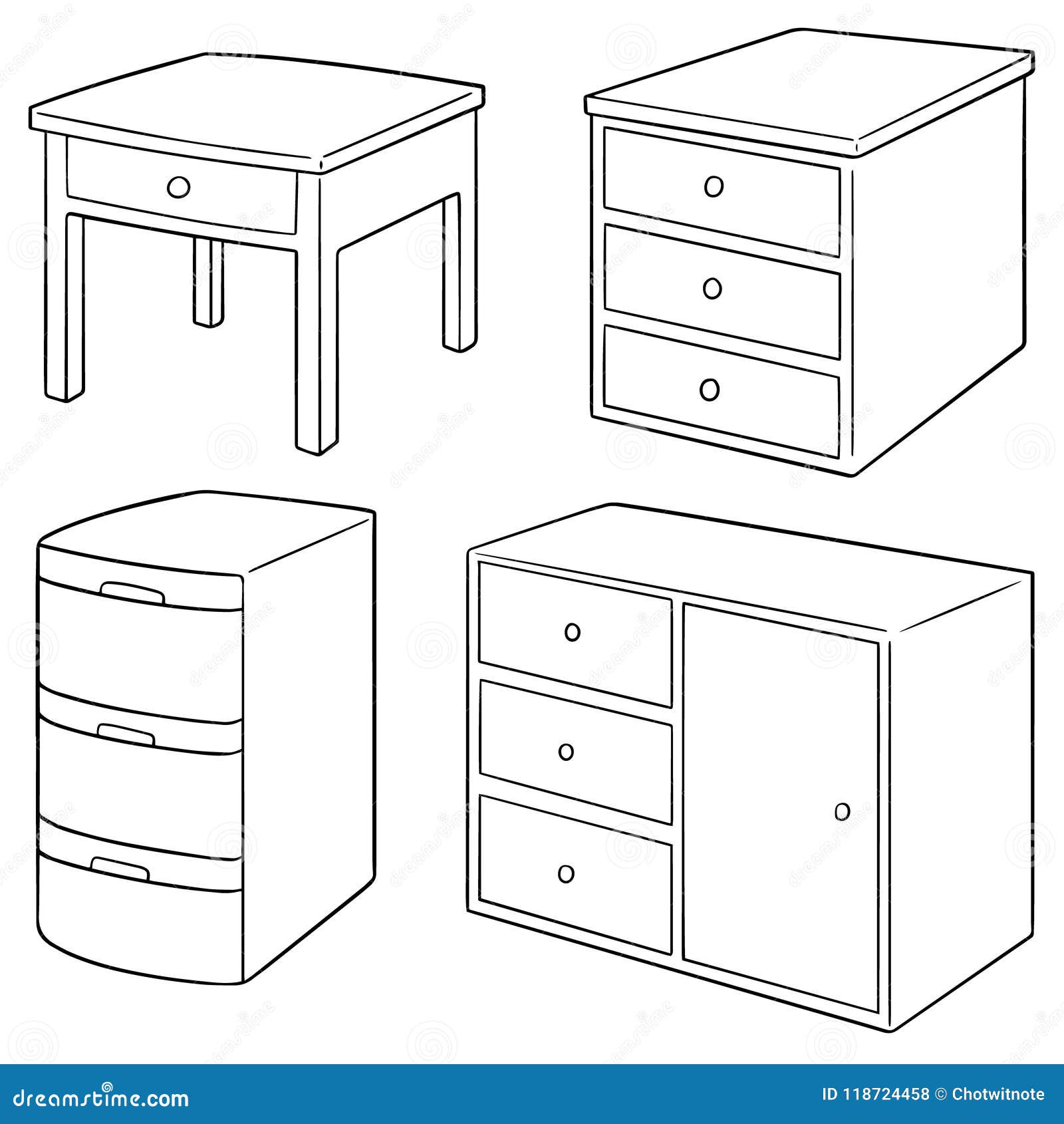 Vector set of drawer stock vector. Illustration of clip - 118724458