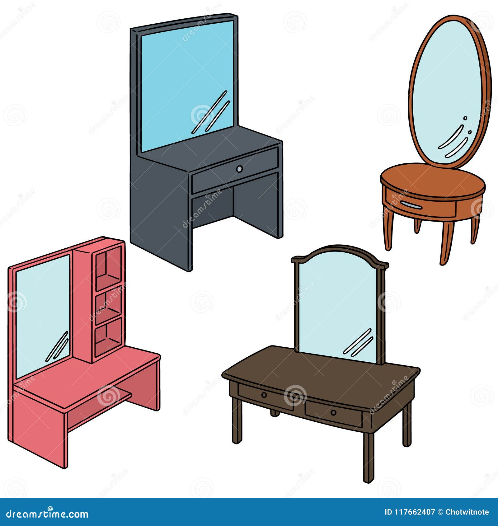 Vector Set of Dressing Table Stock Vector - Illustration of graphic ...