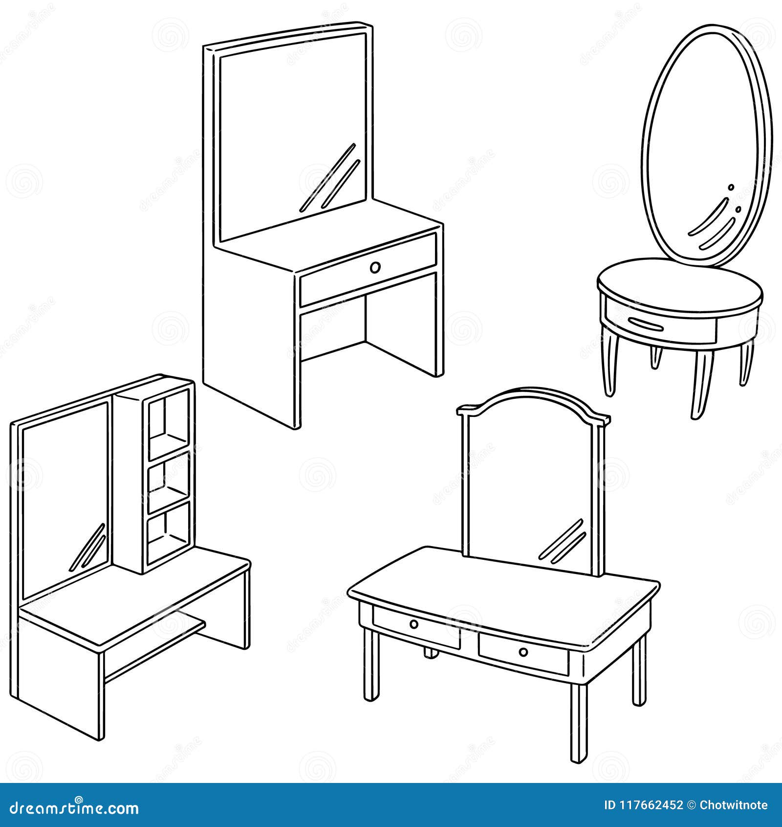 Vector Set of Dressing Table Stock Vector - Illustration of decoration ...
