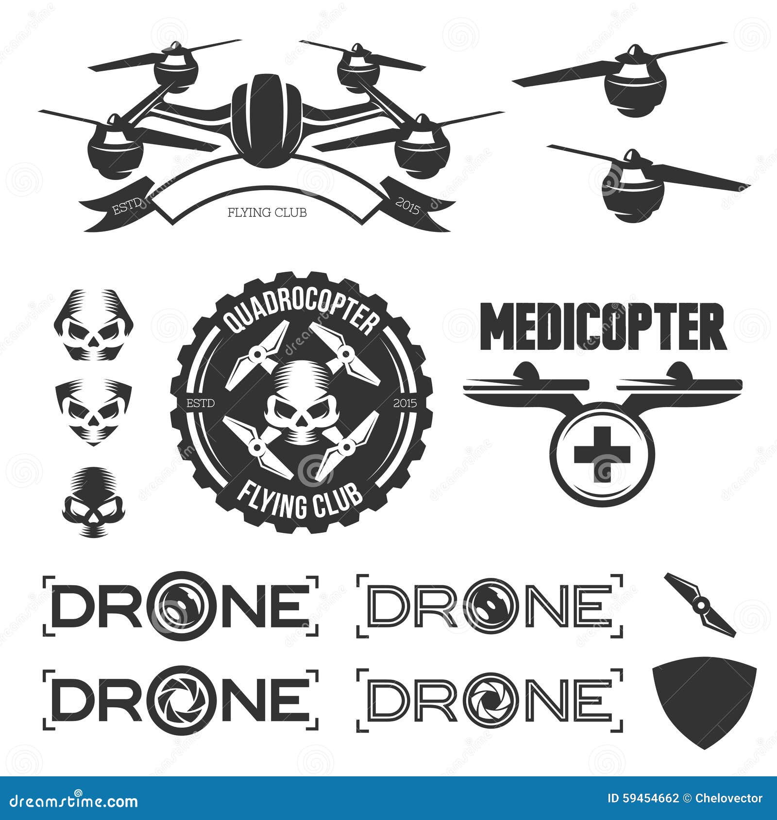 Drone Labels Or Badges Vector Illustration | CartoonDealer.com #56780210