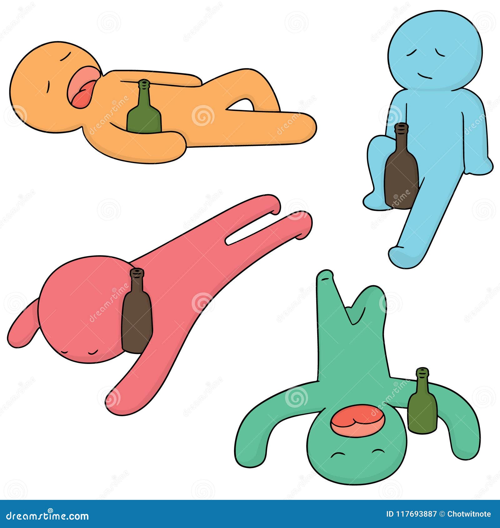 Vector set of drunk people stock vector. Illustration of adult - 117693887