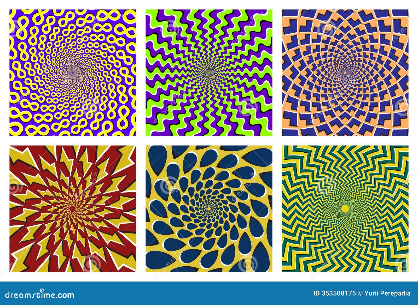 Vector Set of Dynamic Circular Patterns. Eye-catching Backgrounds with ...