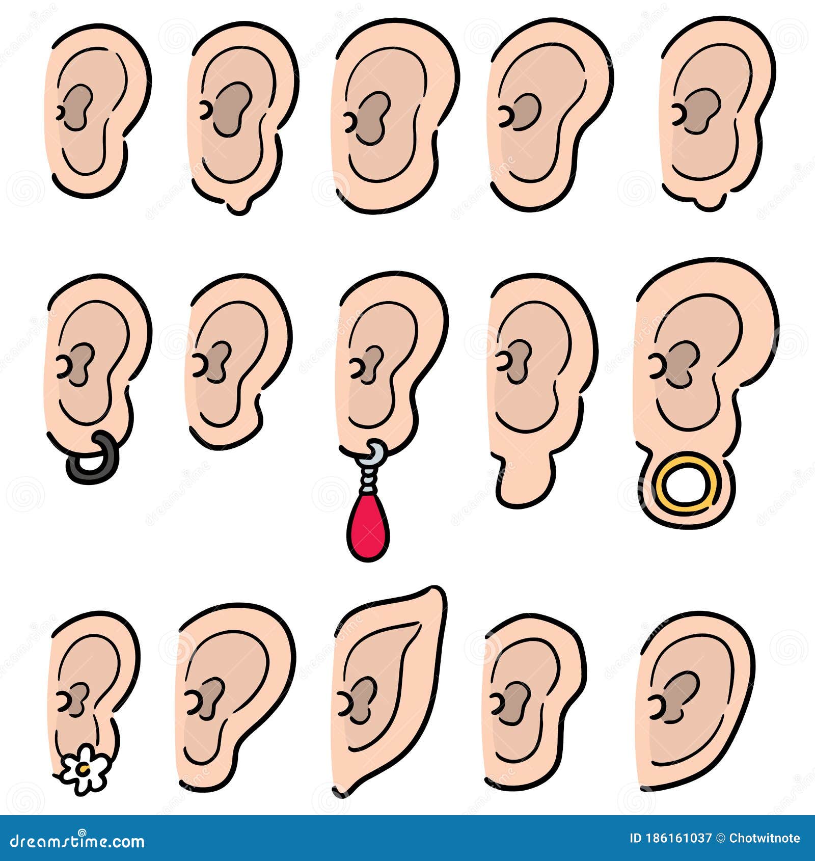 Vector set of ear stock vector. Illustration of health - 186161037