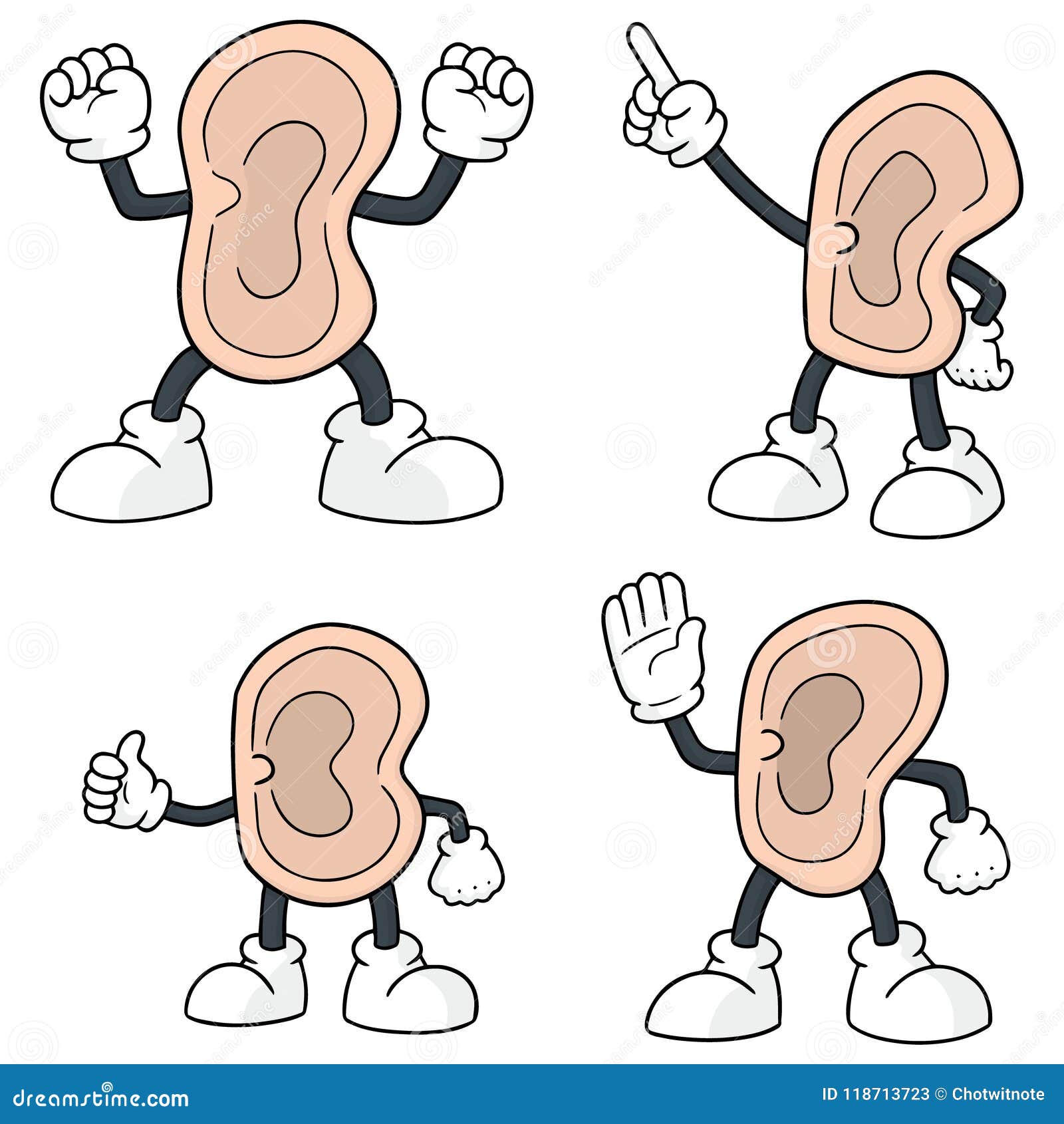 Vector set of ear cartoon stock vector. Illustration of sense - 118713723