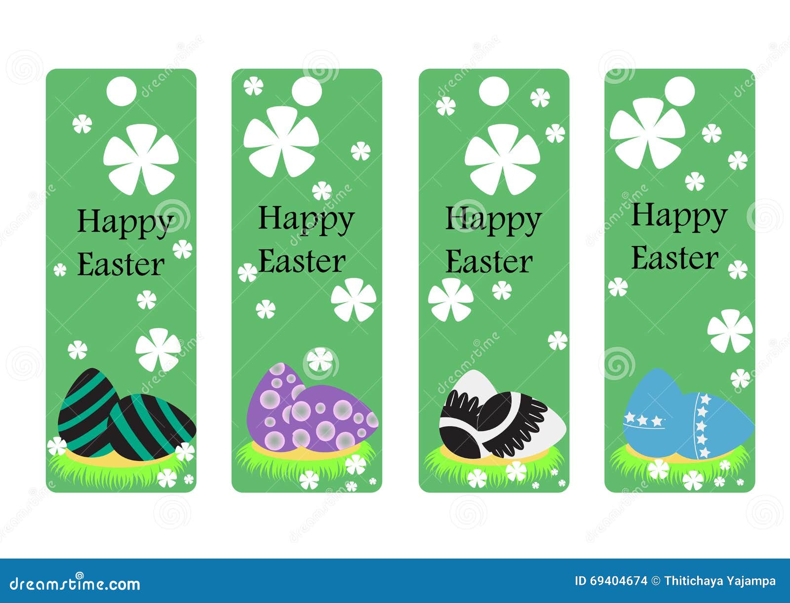 Vector Set of Easter Bookmark. Happy Easter.eggs Collection. Stock ...