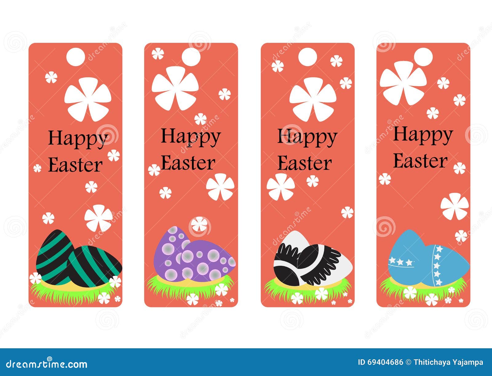 Vector Set of Easter Bookmark. Happy Easter.eggs Collection. Stock ...