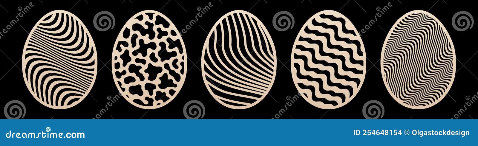 Vector Set of Easter Eggs. Laser Cut Template with Ornamental Egg ...