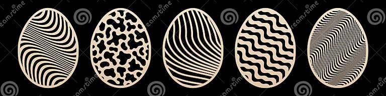 Vector Set of Easter Eggs. Laser Cut Template with Ornamental Egg ...