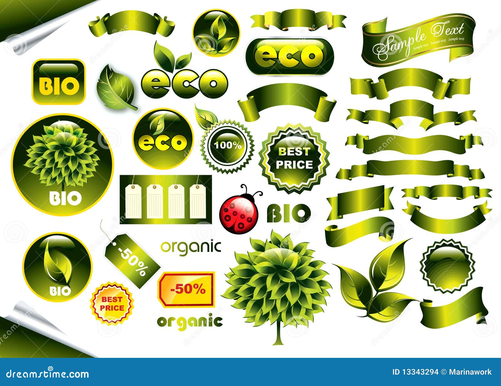 Vector Set of Ecological Elements Stock Vector - Illustration of ...