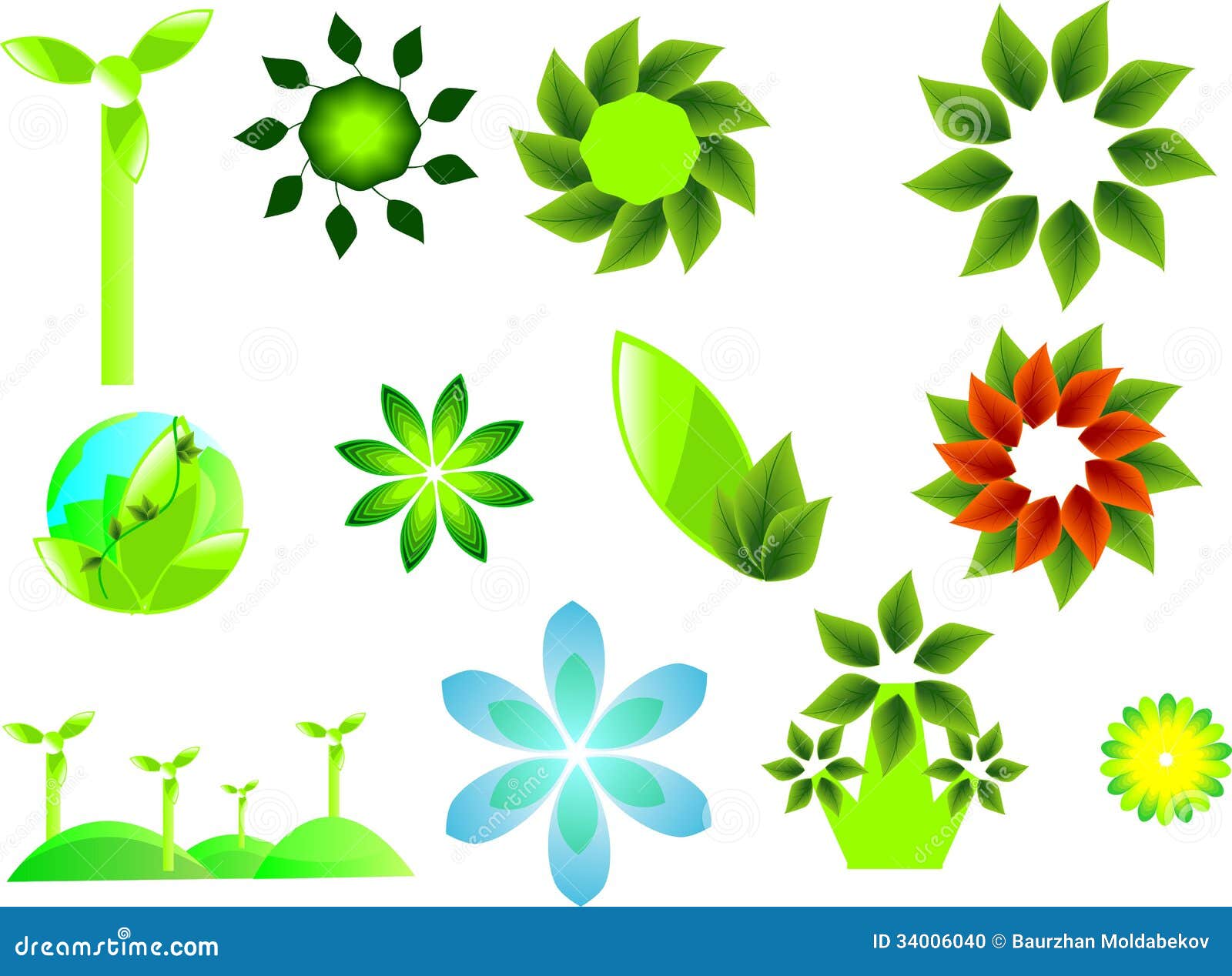 Vector Set Of Ecological Symbols Stock Vector - Illustration of nature ...