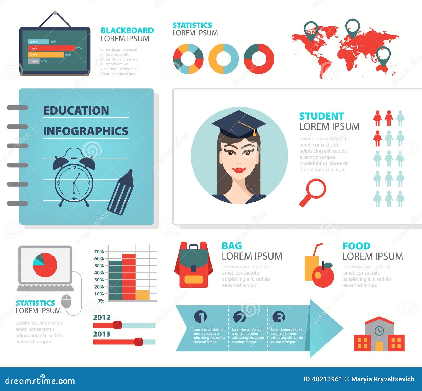 Vector Set Education Infographics, Icons Stock Vector - Illustration of ...