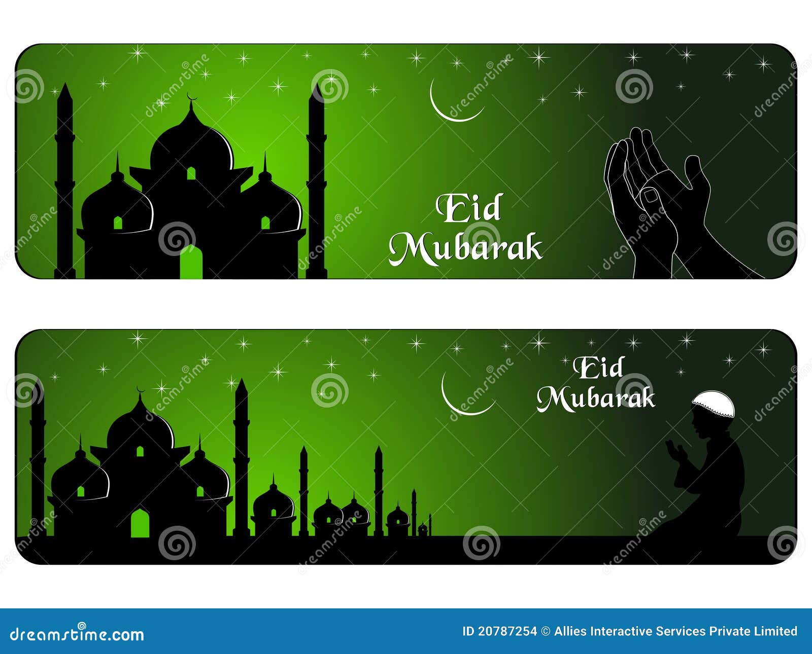 Vector Set of Eid Mubarak Headers Stock Vector - Illustration of ...