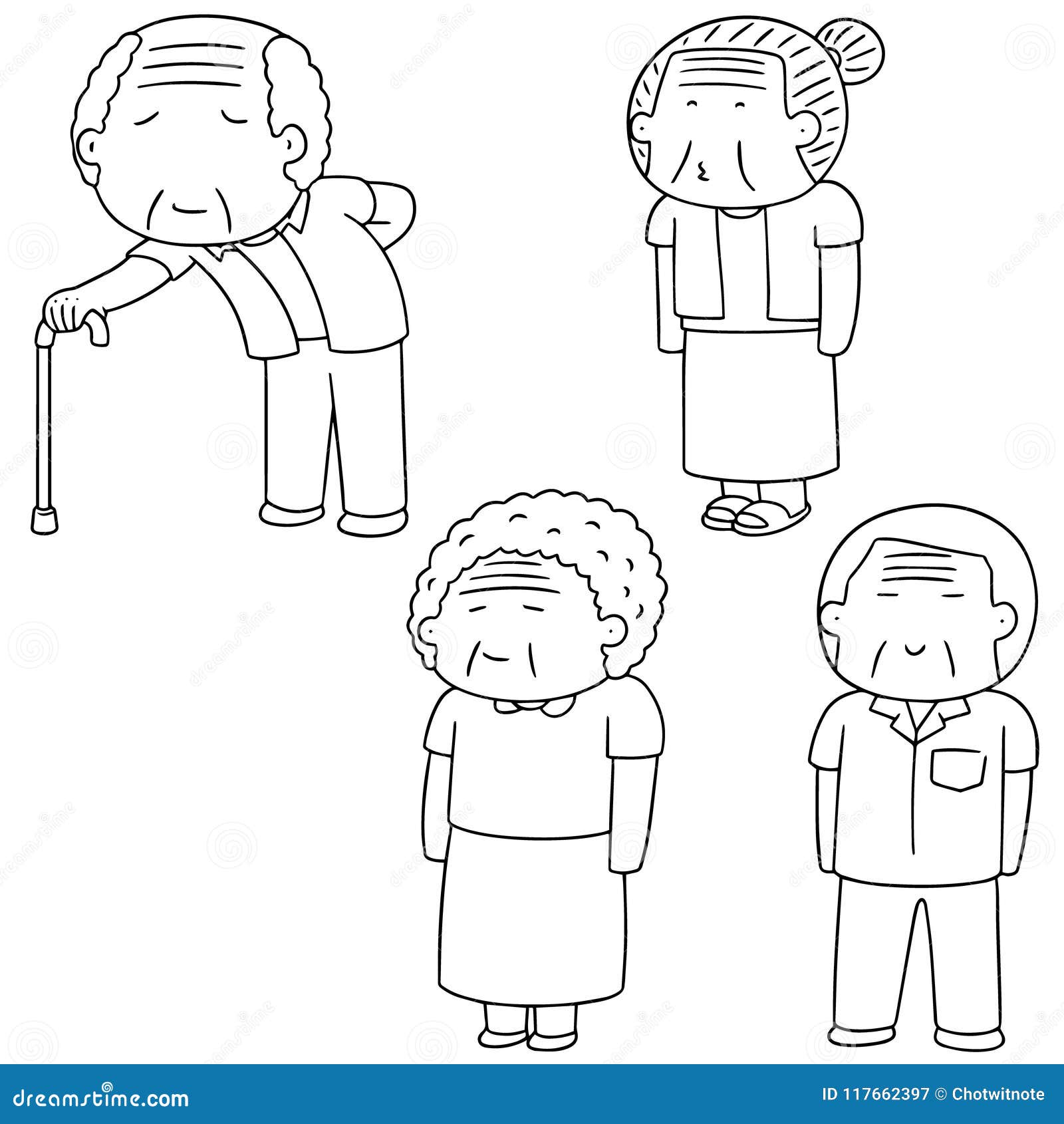 Vector set of elder people stock vector. Illustration of object - 117662397