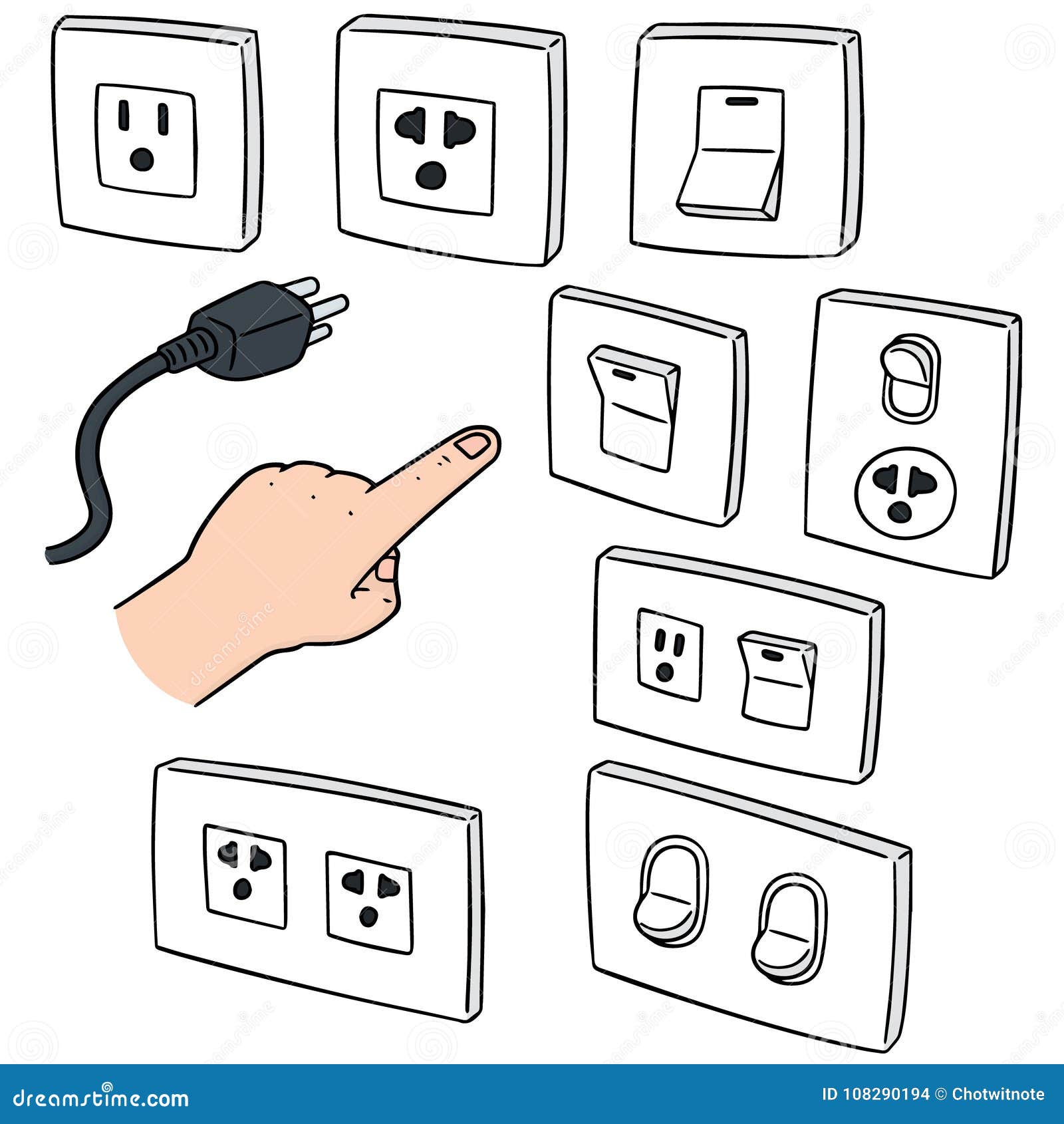 Vector Set of Electric Switch and Plug Stock Vector - Illustration of ... Vector Set of Electric Switch and Plug Stock Vector - Illustration of ...