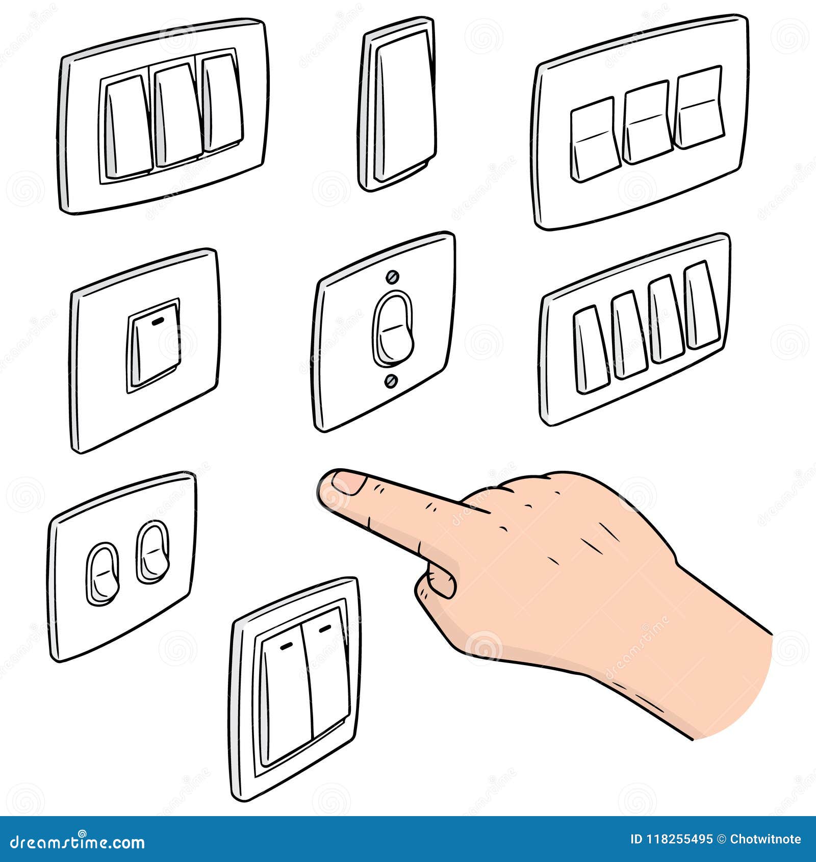 Vector Set of Electric Switch Stock Vector - Illustration of draw ...