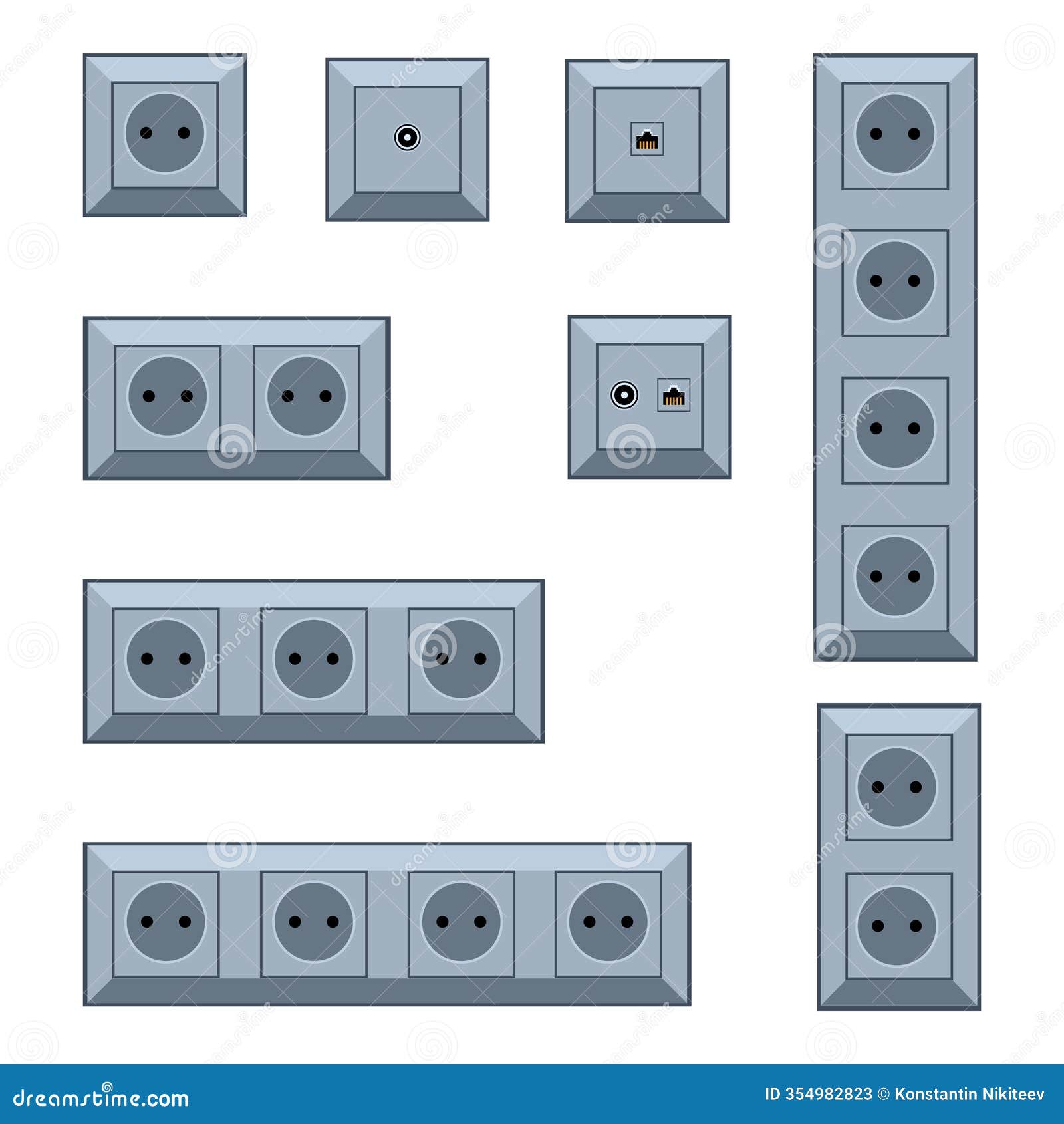Vector Set of Electrical Socket Illustrations Stock Illustration ...