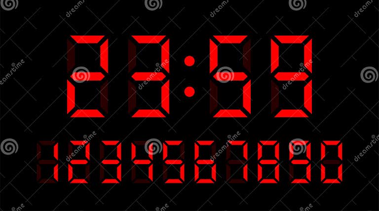 Vector Set of Electronic Digits Numbers Font from a Clock and a ...