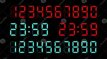 Vector Set of Electronic Digits Numbers Font from a Clock and a ...