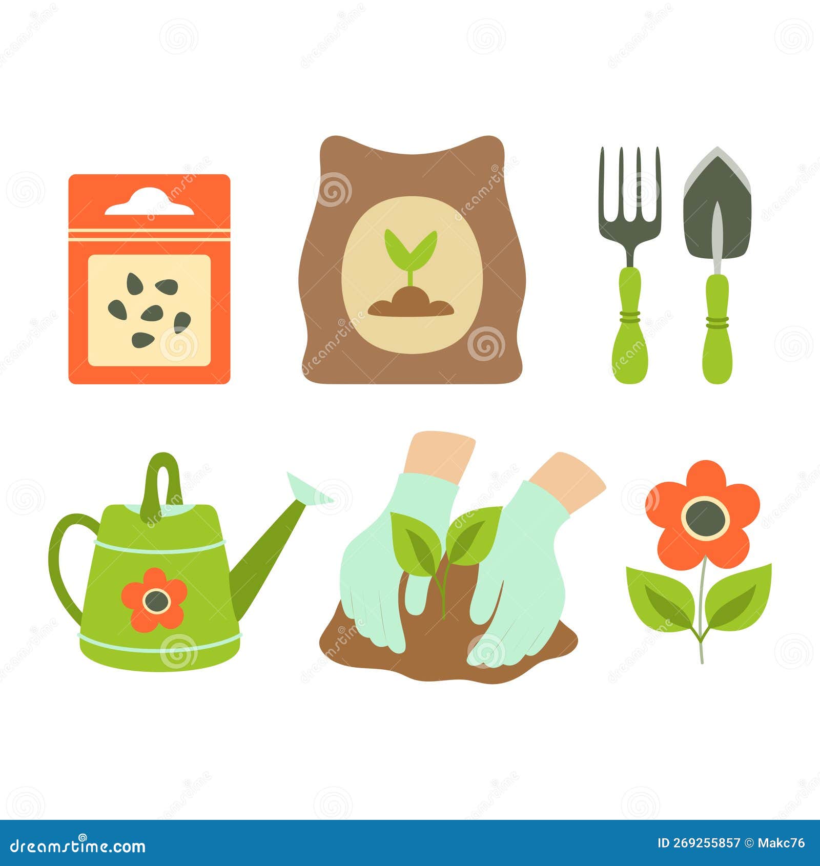 Vector Set of Elements for Seedling Growing Stock Vector - Illustration ...