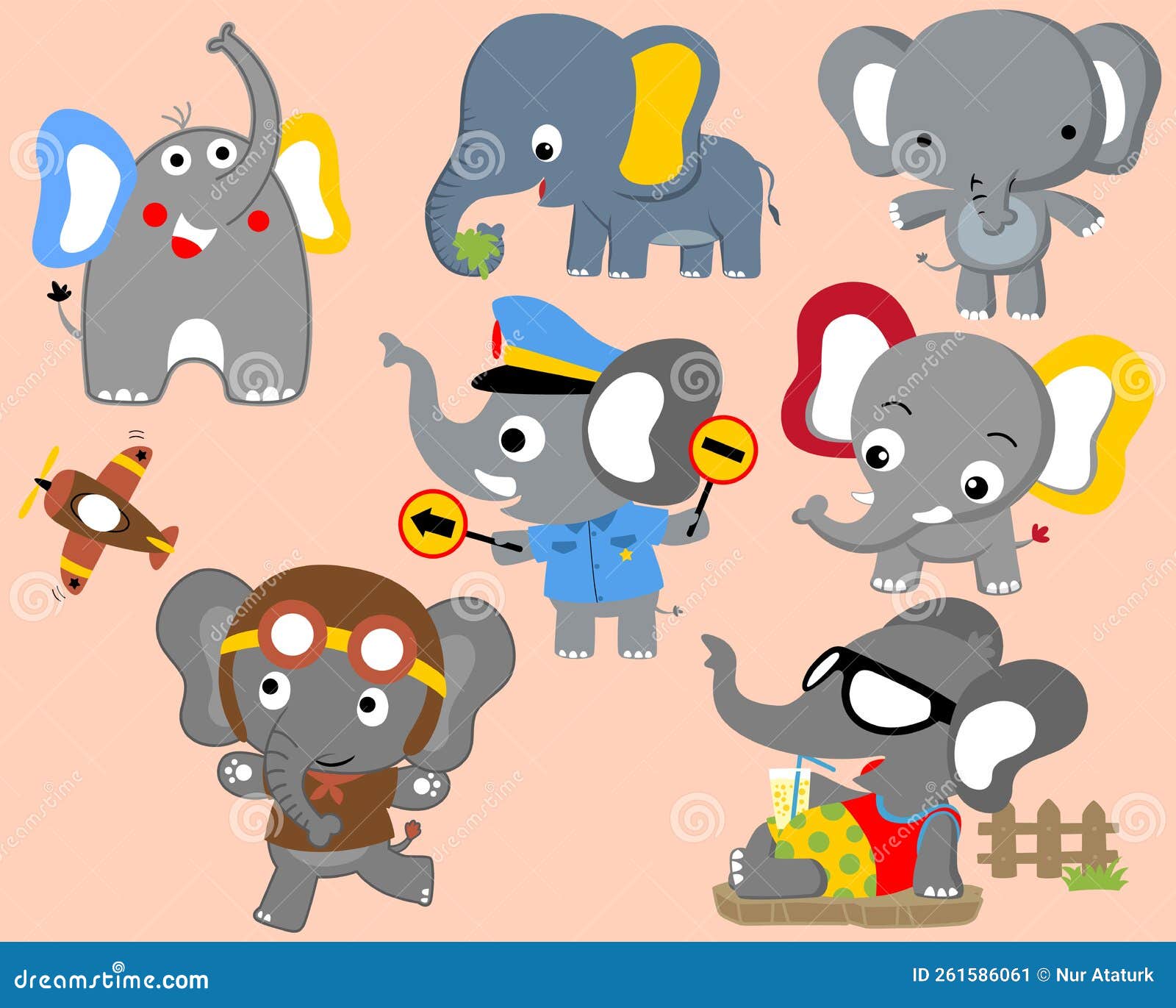 Vector Set Of Elephants Cartoon In Different Activity | CartoonDealer ...