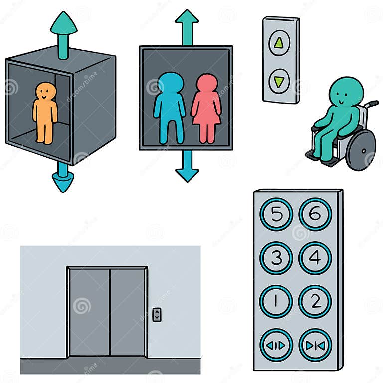 Vector set of elevator stock vector. Illustration of female - 118138269