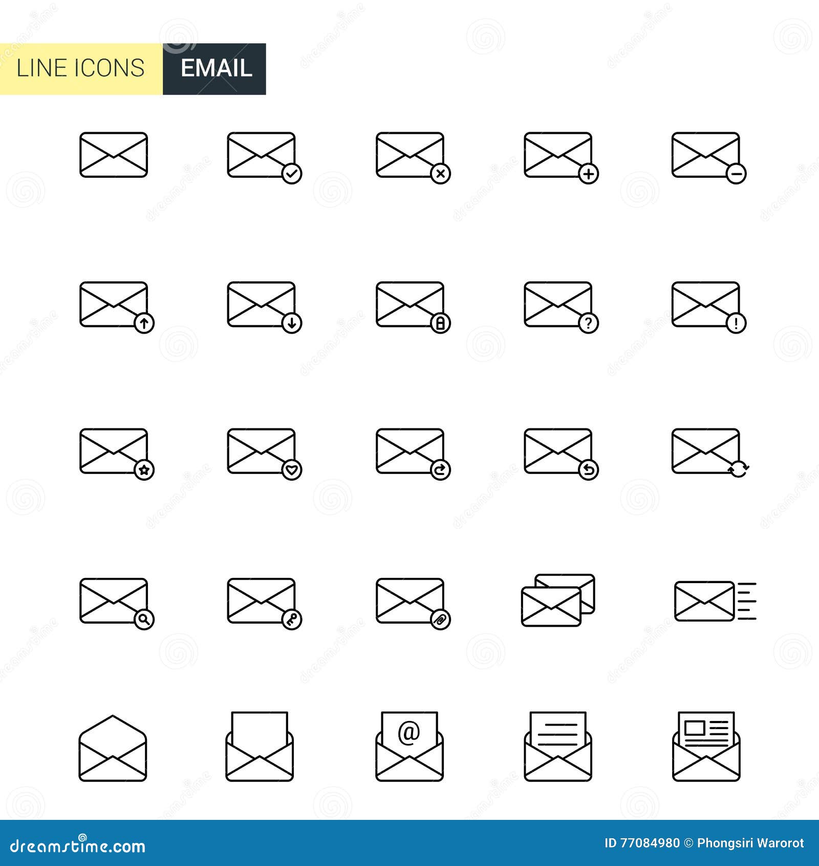 Vector Set Email Line Icons Stock Vector - Illustration of post ...
