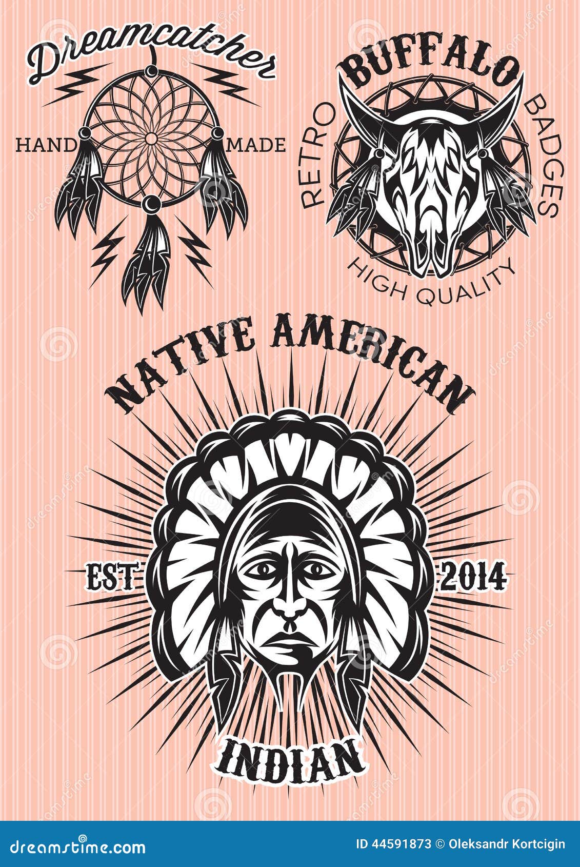Vector Set of Emblems on Theme Native American Stock Vector ...