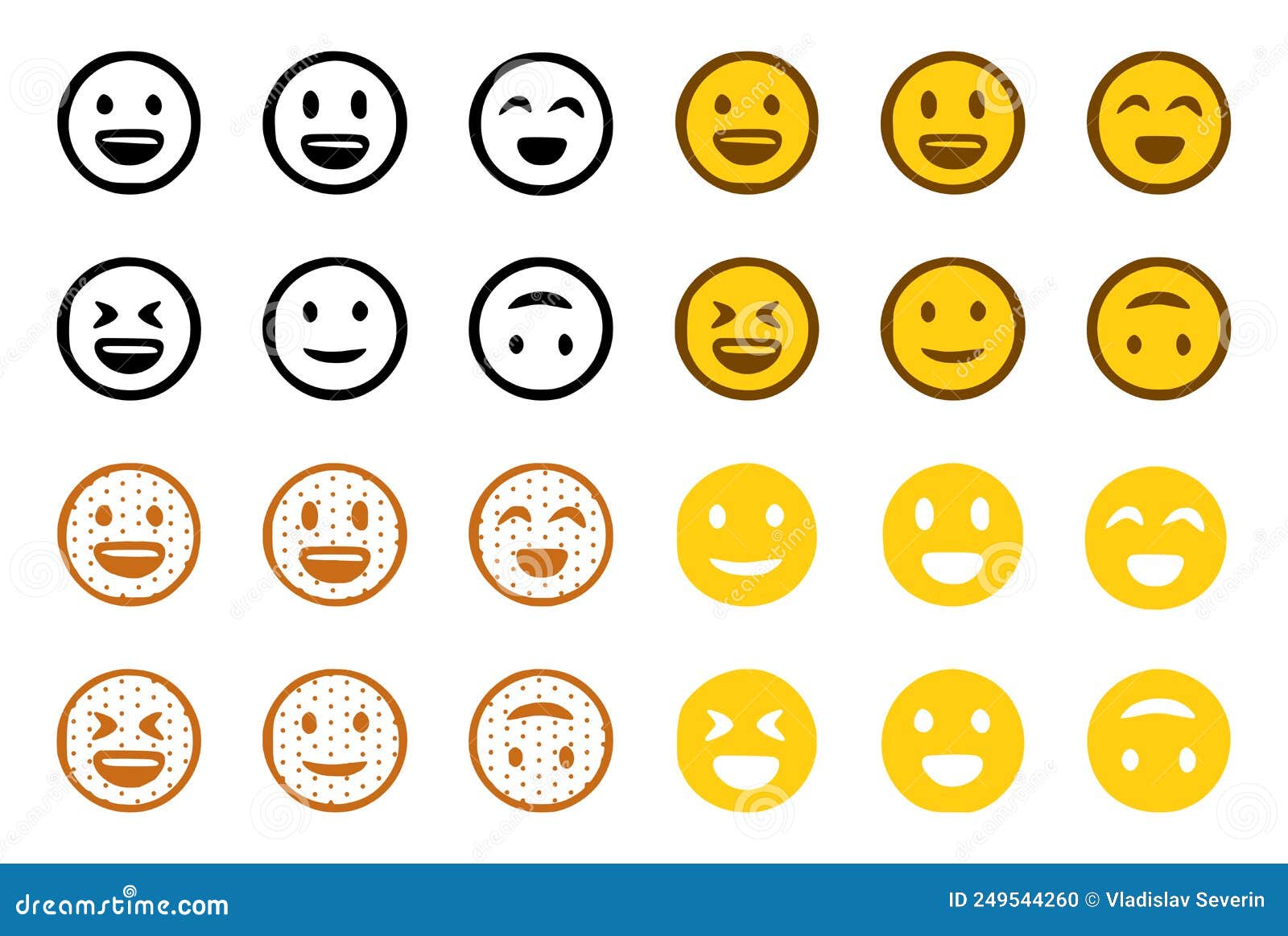 Vector Set of Emoticons in Doodle Style Stock Vector - Illustration of ...