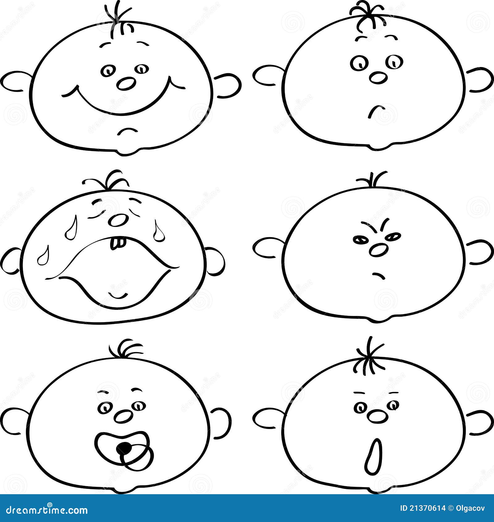 Vector Set of Emotions Baby Stock Vector - Illustration of expression ...