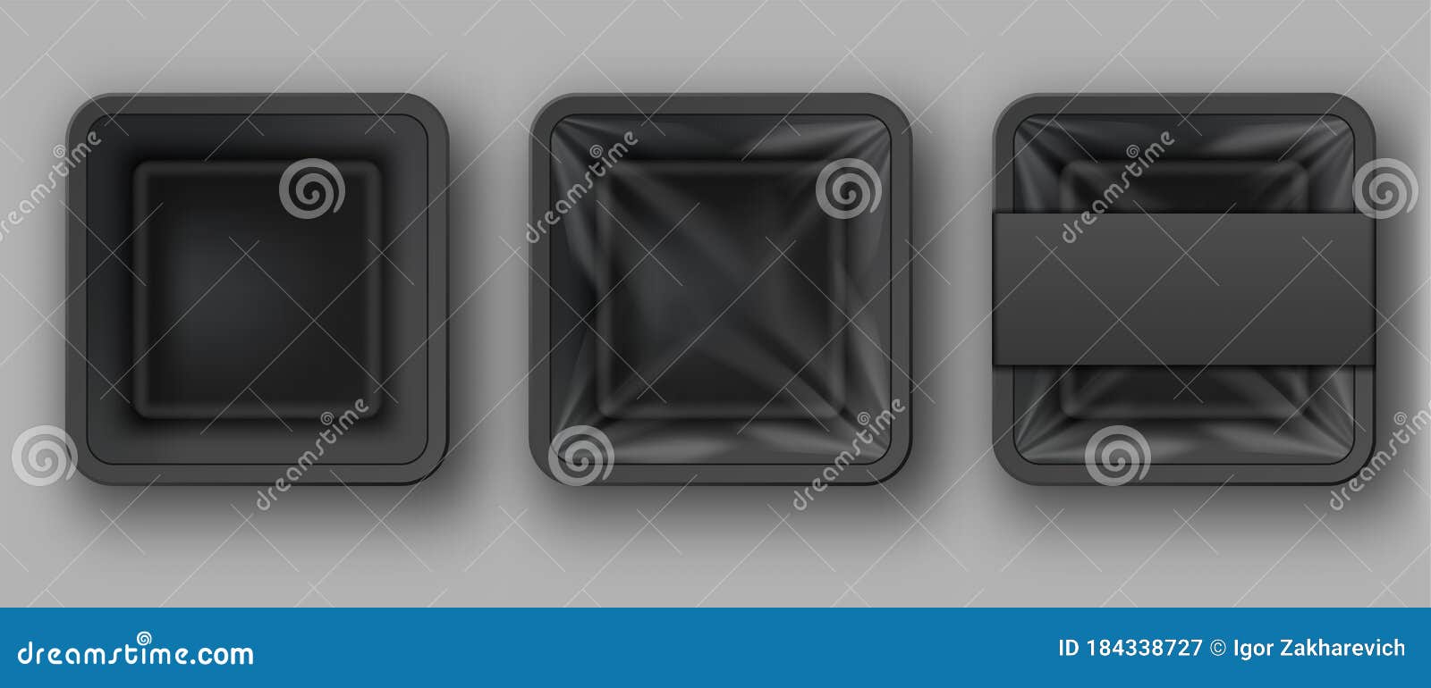 Set Empty Black Plastic Food Containers Stock Vector - Illustration of ...