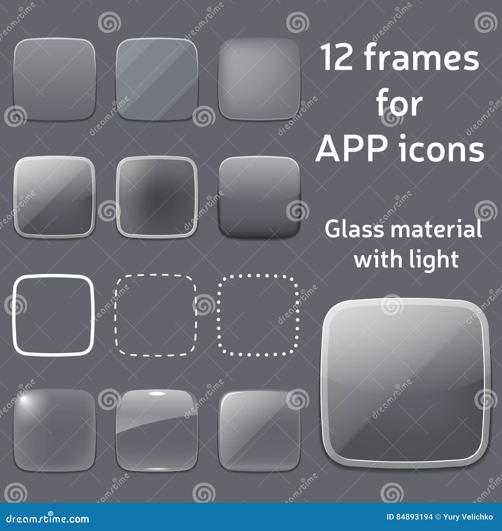 Vector Set of Empty Glass Frames for App Icons Stock Vector ...