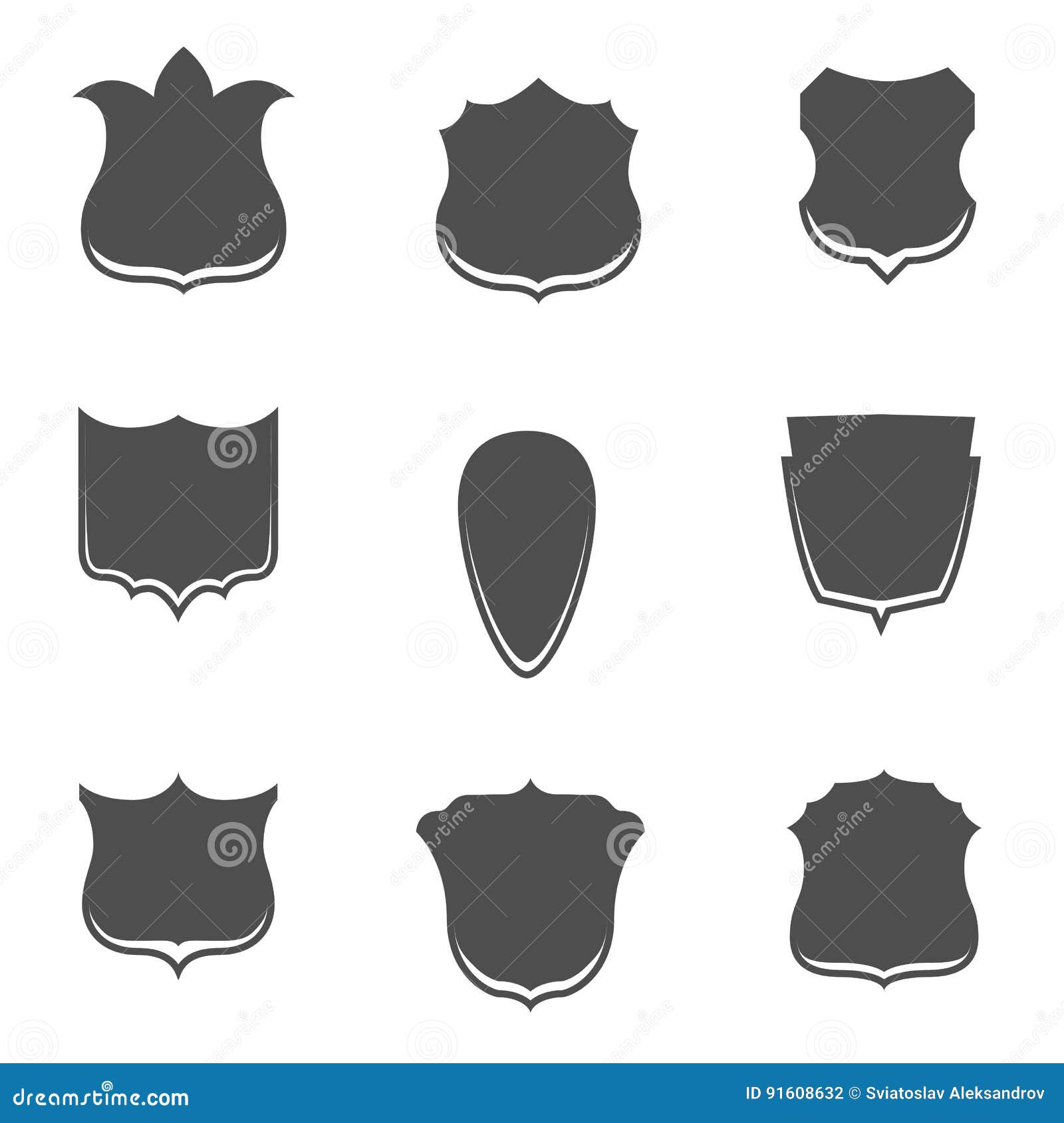 Vector Set of Empty Shields Stock Vector - Illustration of protection ...