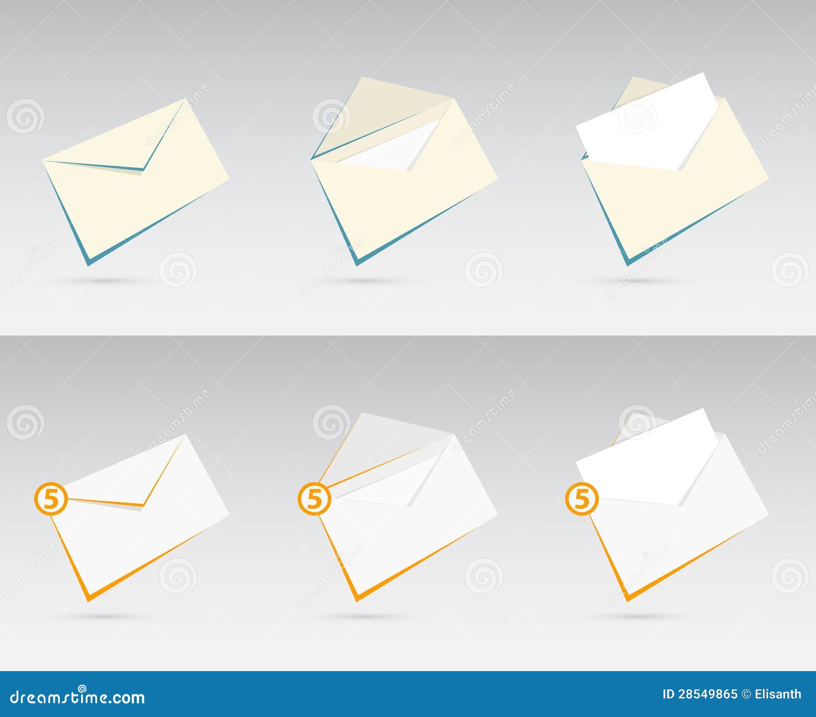 Vector Set of Envelopes with Letters Stock Illustration - Illustration ...