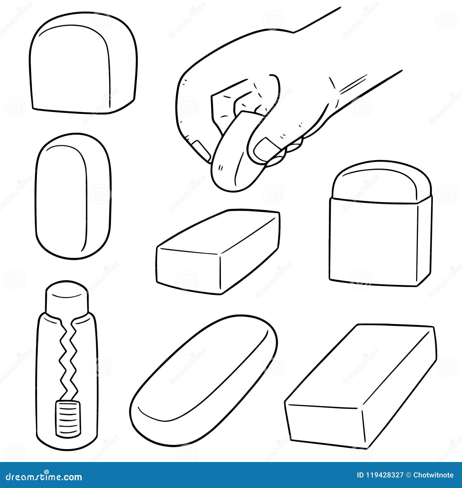 Vector set of eraser stock vector. Illustration of pencil - 119428327
