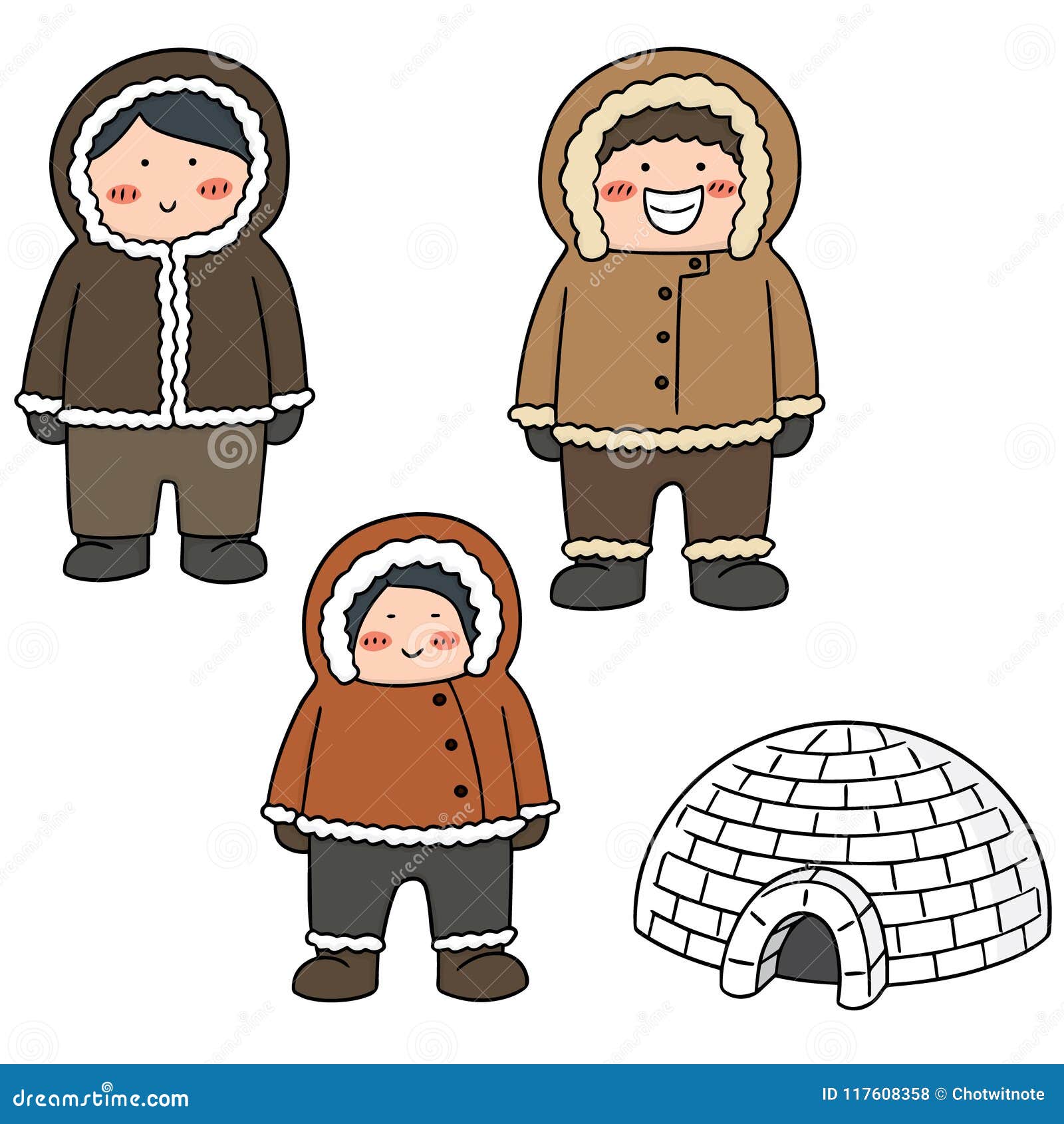 Vector set of eskimo stock vector. Illustration of cold - 117608358