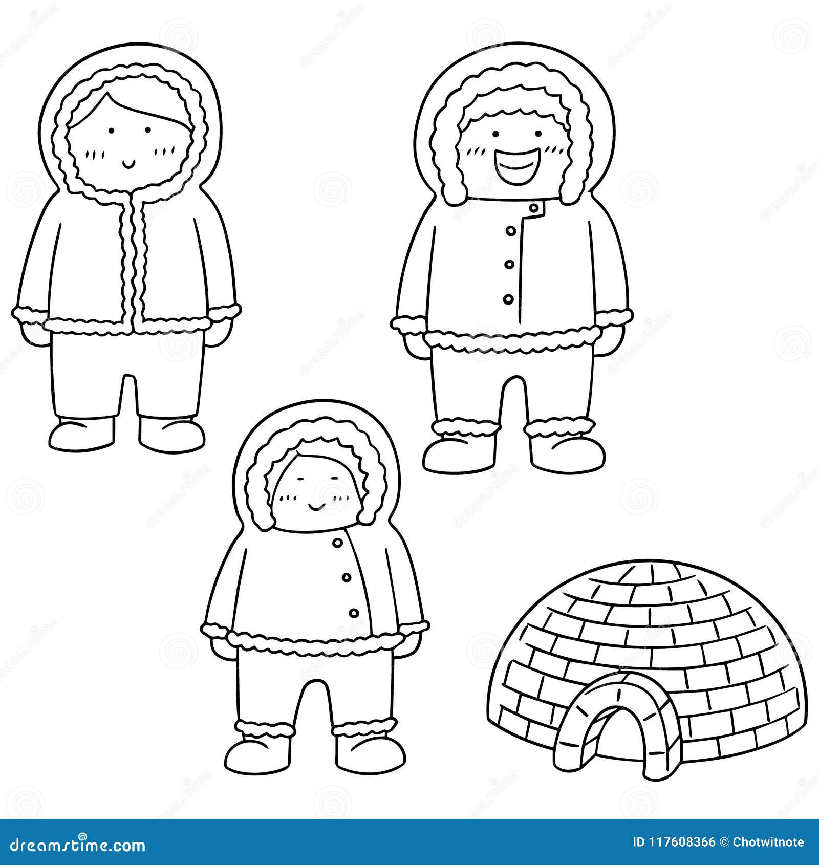 Vector set of eskimo stock vector. Illustration of comic - 117608366