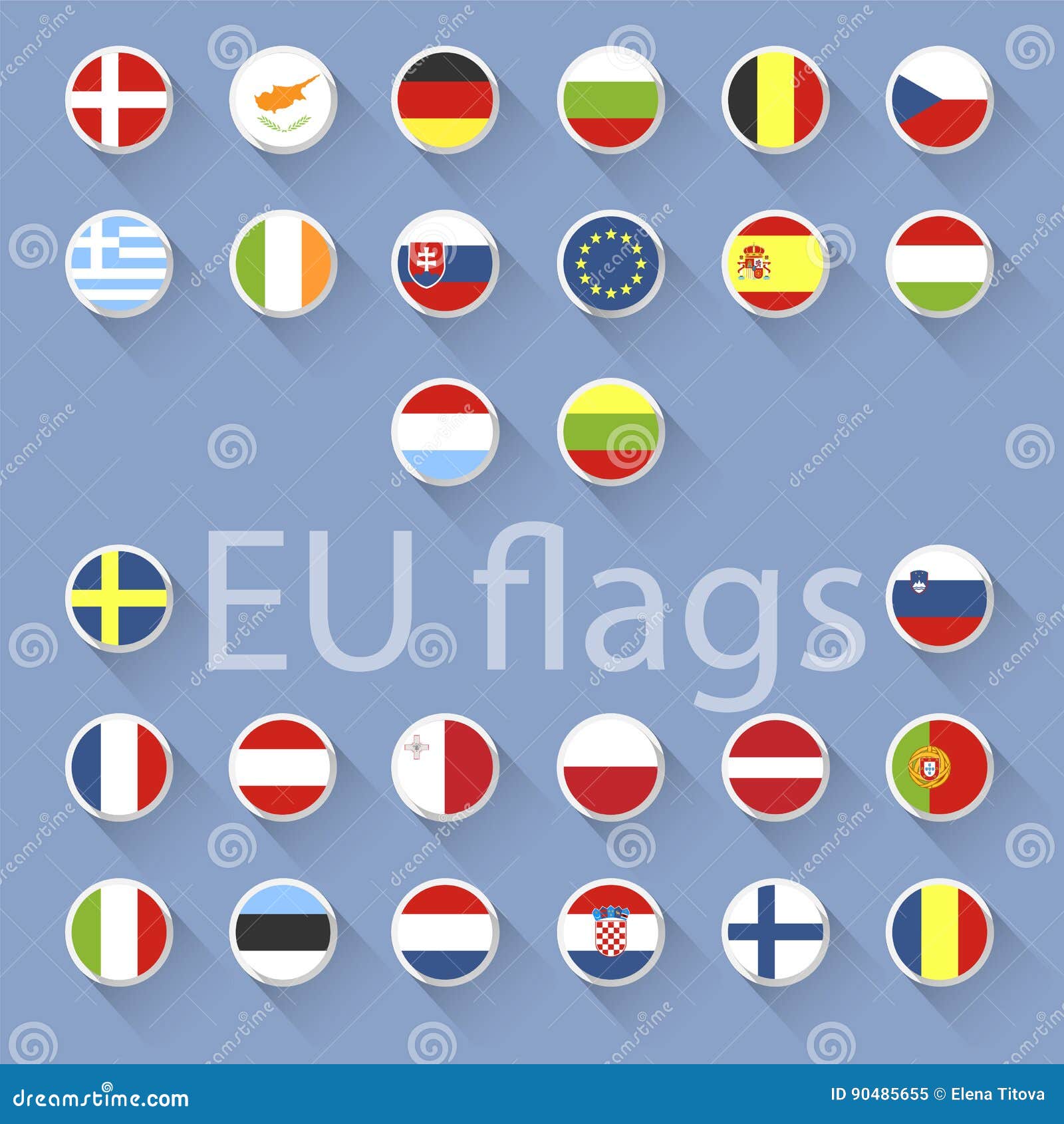Vector Set of European Union Flags. Flat Design Stock Vector ...
