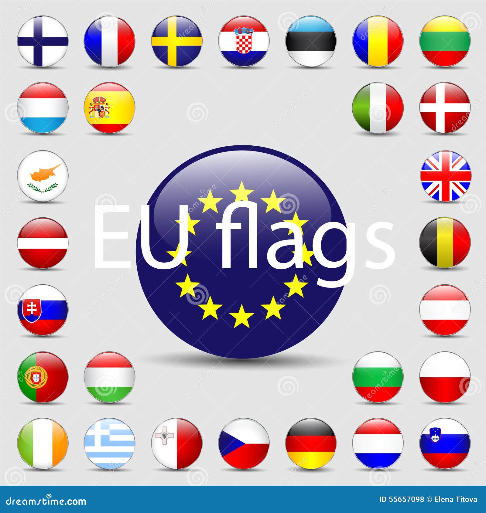 Vector Set of European Union Web Button Stock Vector - Illustration of ...