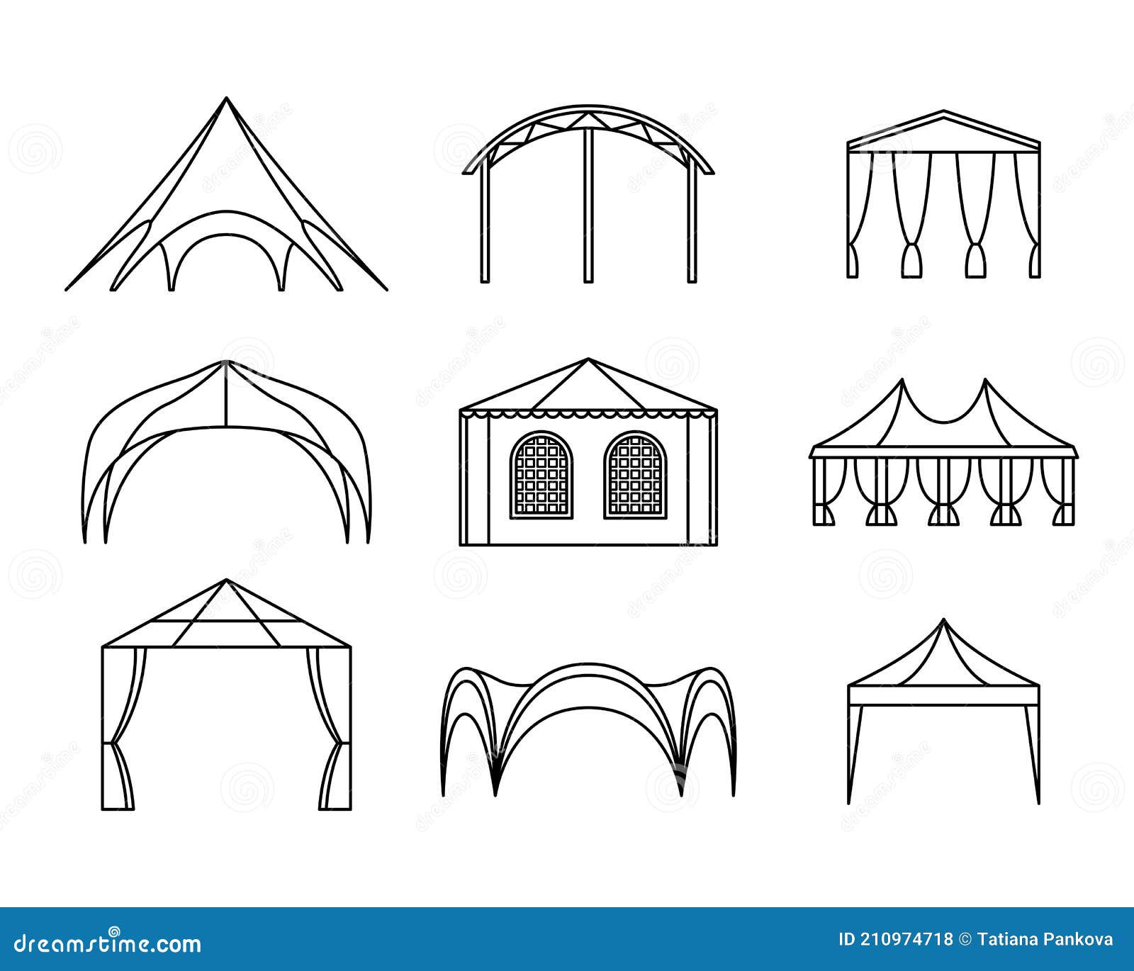 Vector Set of Event Tent Illustrations. Line Art Stock Vector ...