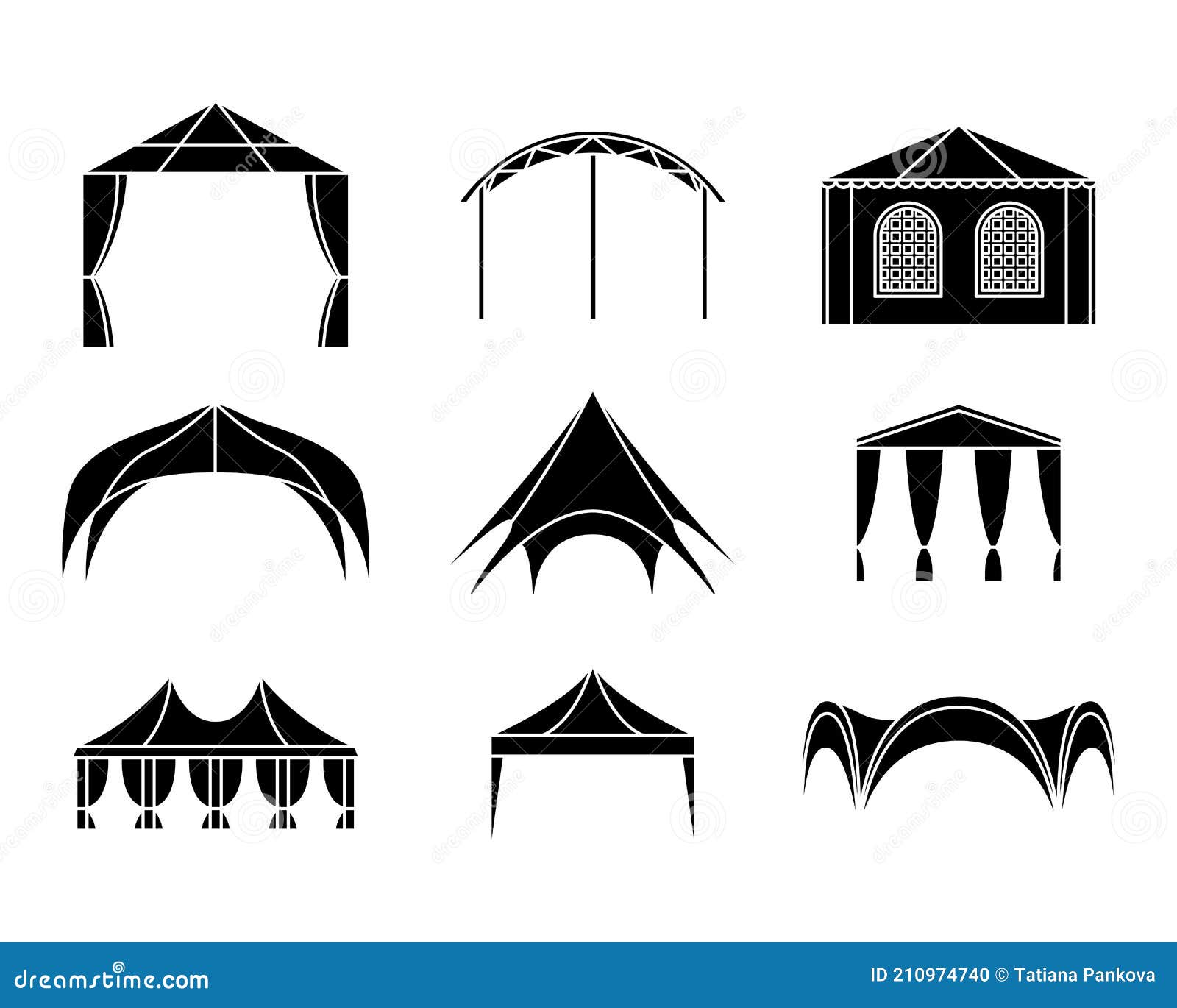 Vector Set of Event Tent Illustrations. Simple Style Stock Vector ...